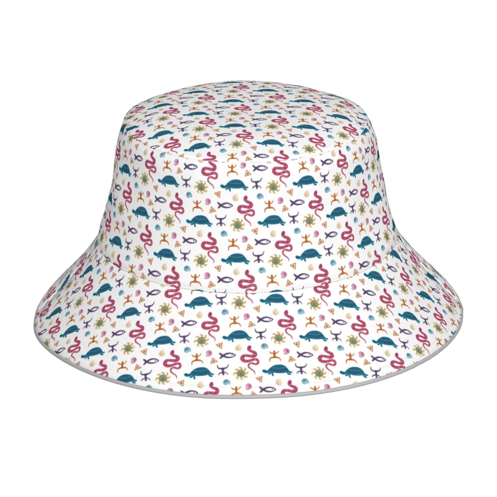 Salouo Sea Turtle Print Unisex Bucket Hat, Outdoor Summer Beach Fishing ...