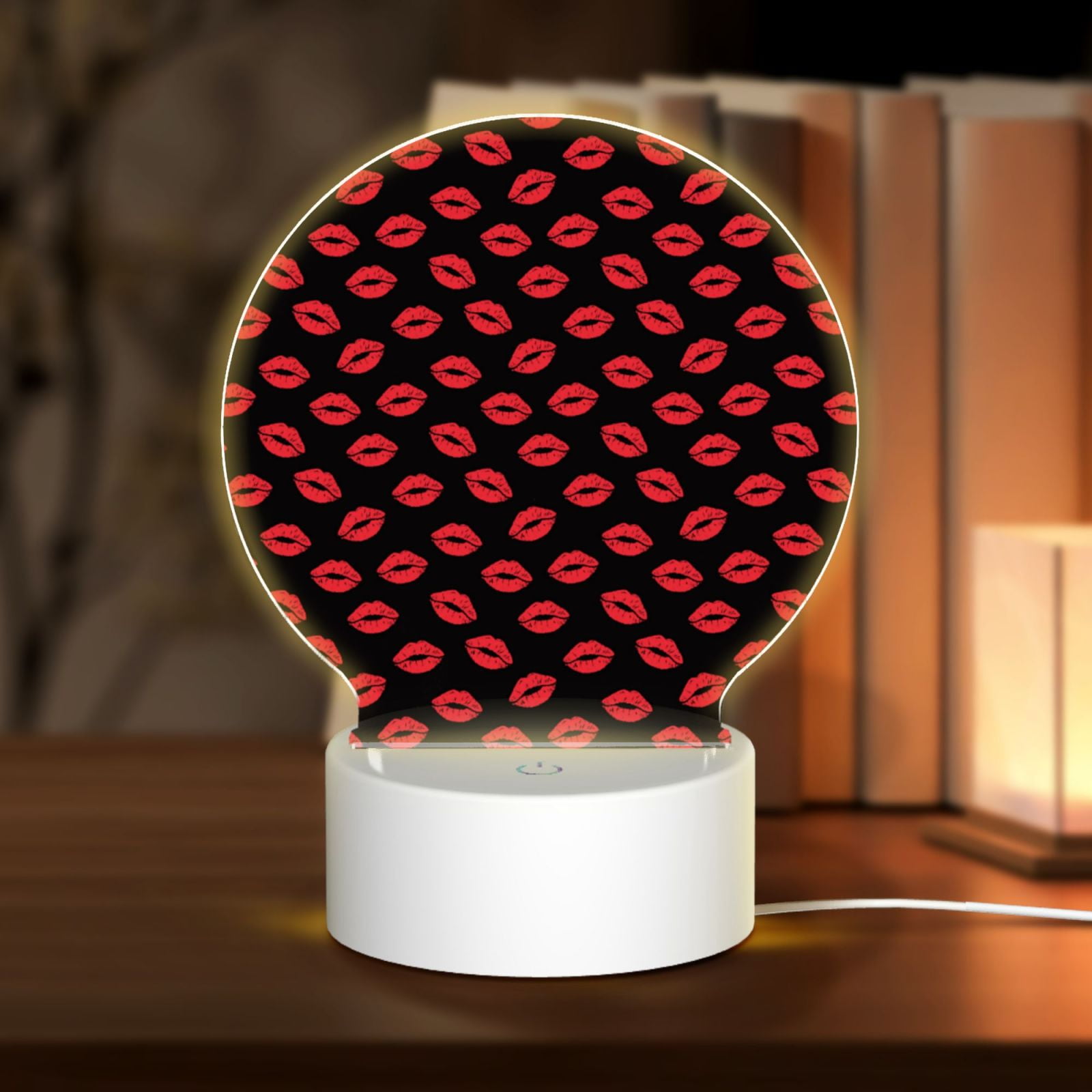 Salouo Sexy Red Lips Kiss for Round Acrylic Night Light - Acrylic ...
