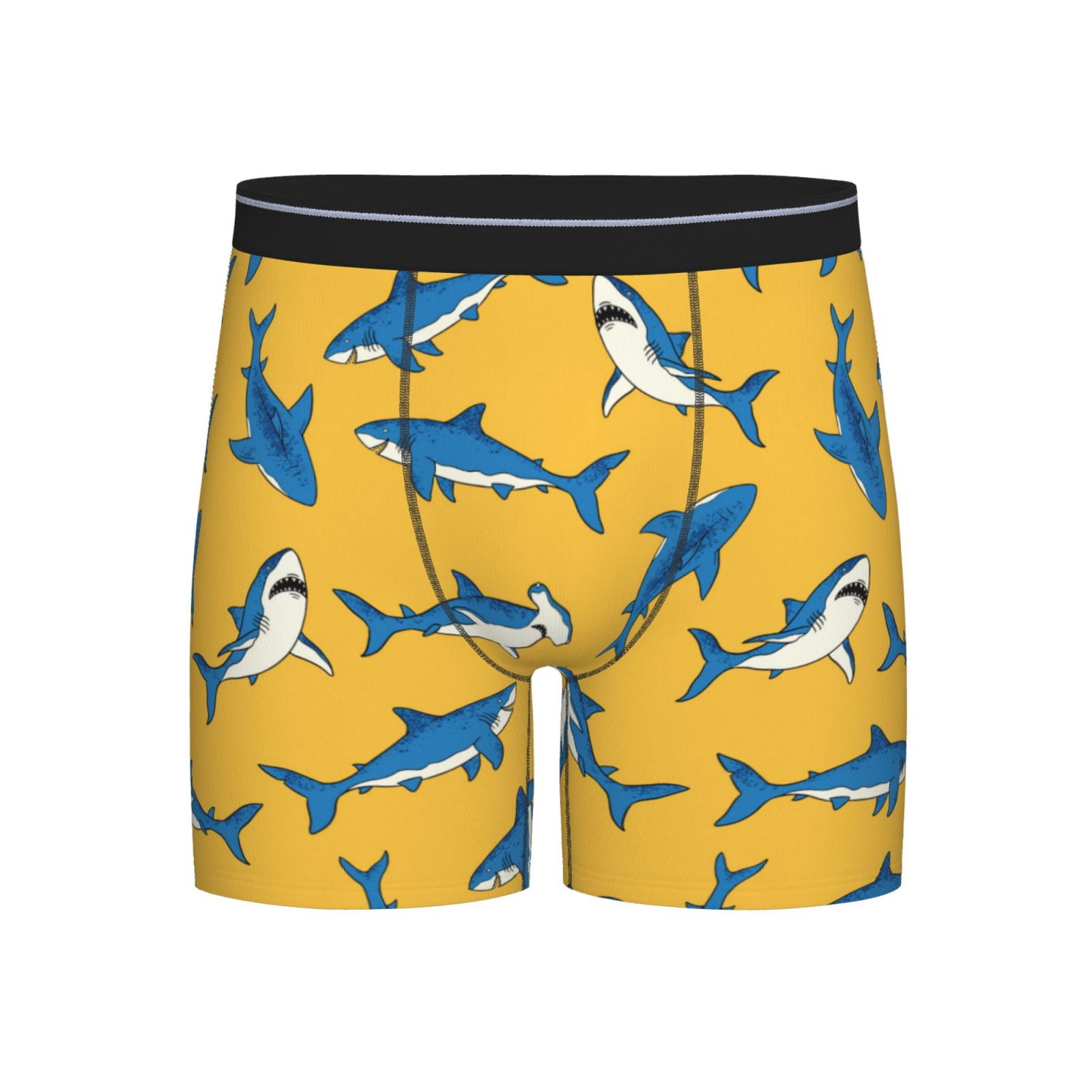 Salouo Shark Print Pattern Men's Boxer Briefs, Soft & Breathable ...