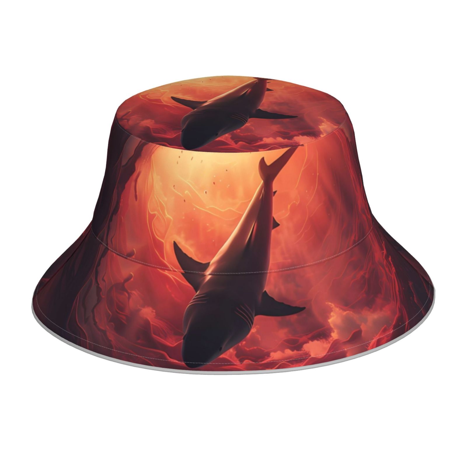 Salouo Shark Underwater Vortex Print Unisex Bucket Hat, Outdoor Summer ...