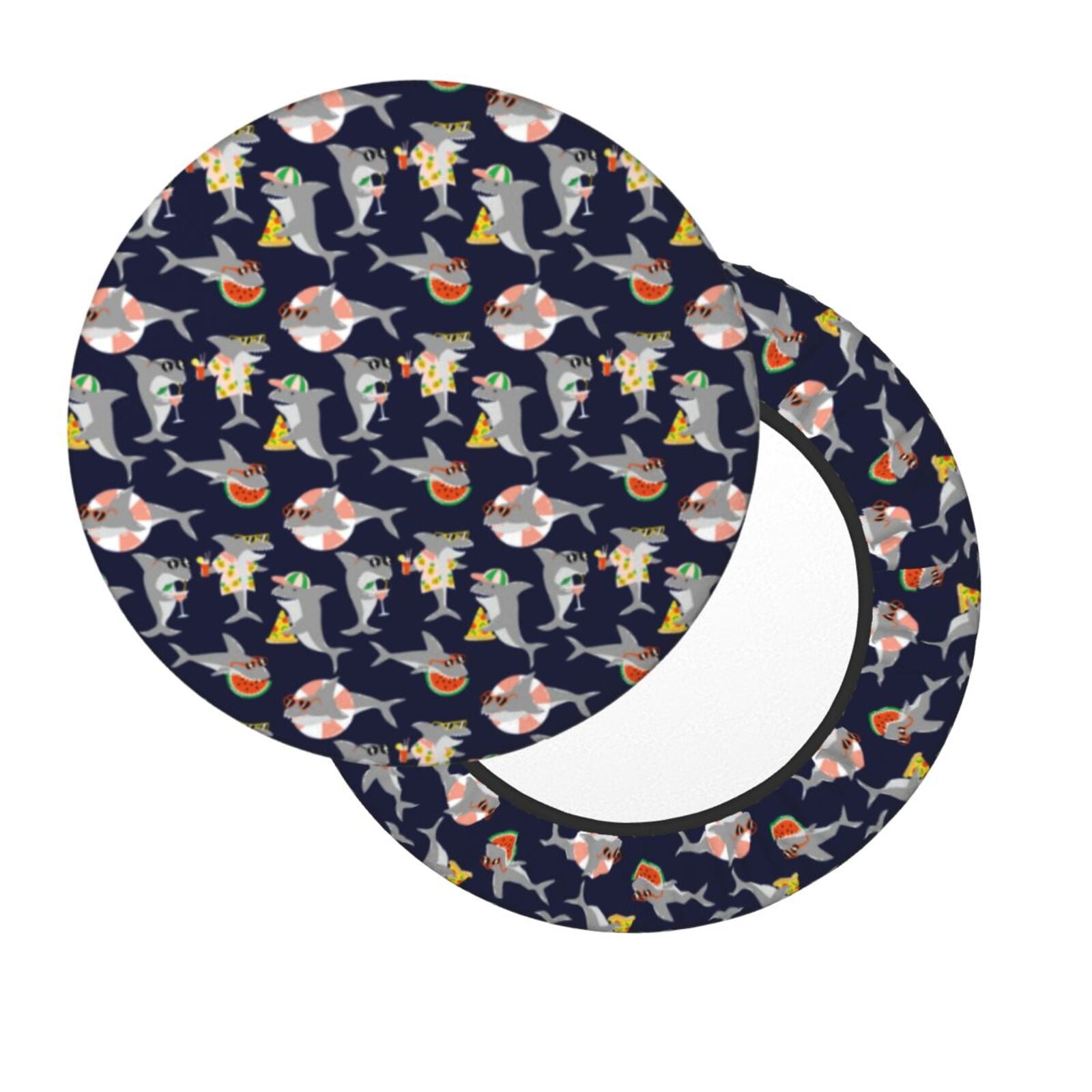 Salouo Sharks In Sunglasses Pattern Bar Stool Cushion Cover, Round ...