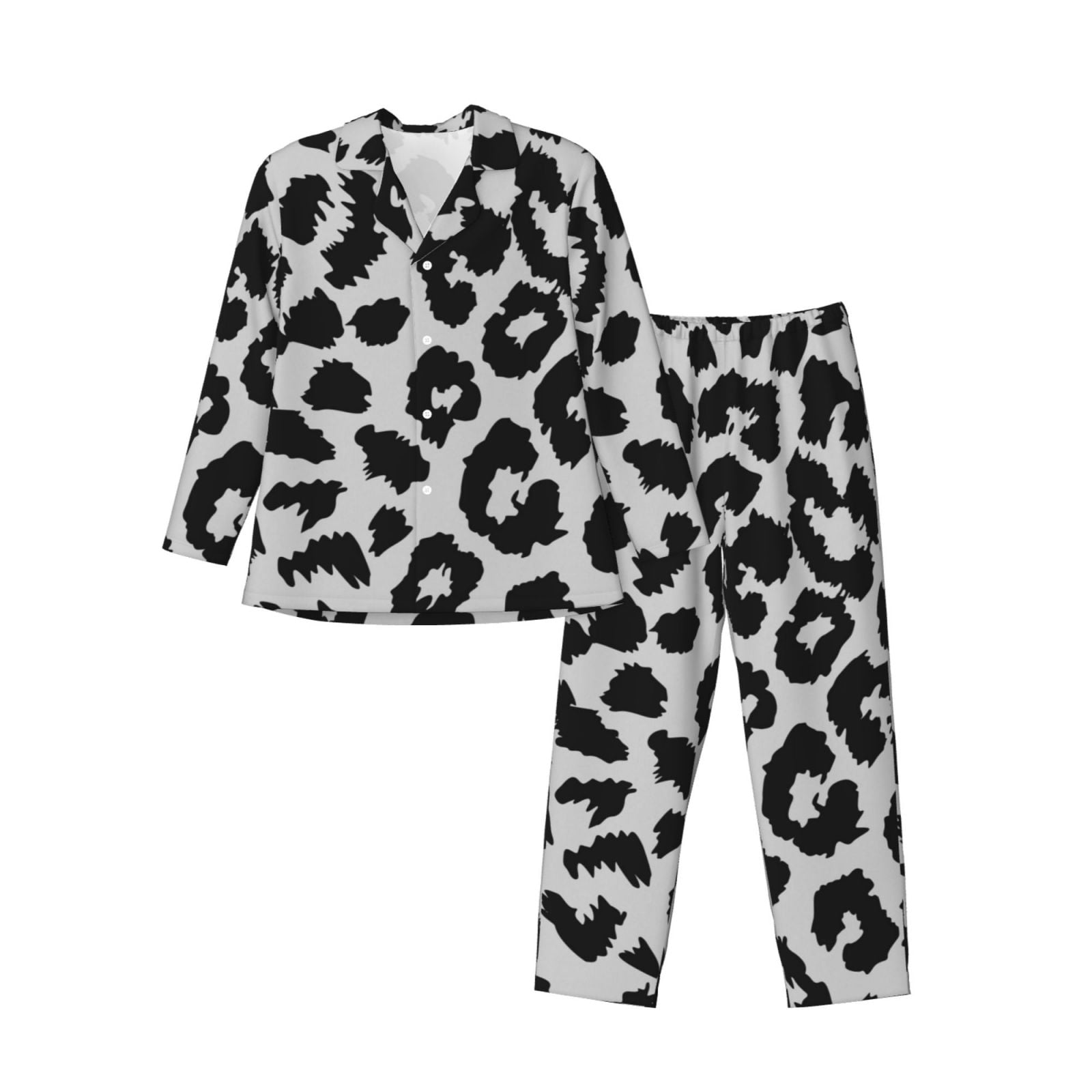 Salouo Similar To Leopard Print Print Button-Front Long Sleeve Pajama ...