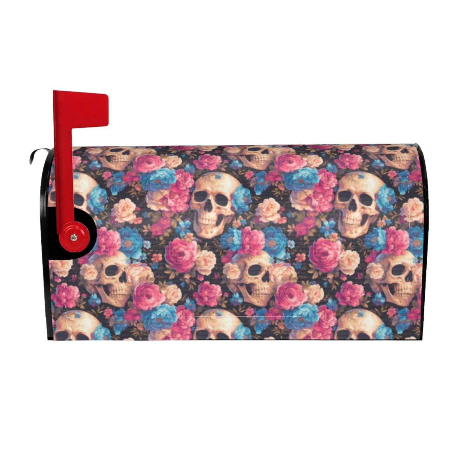 Salouo Skull Blue Flower for Magnetic Mailbox Covers Waterproof Post ...