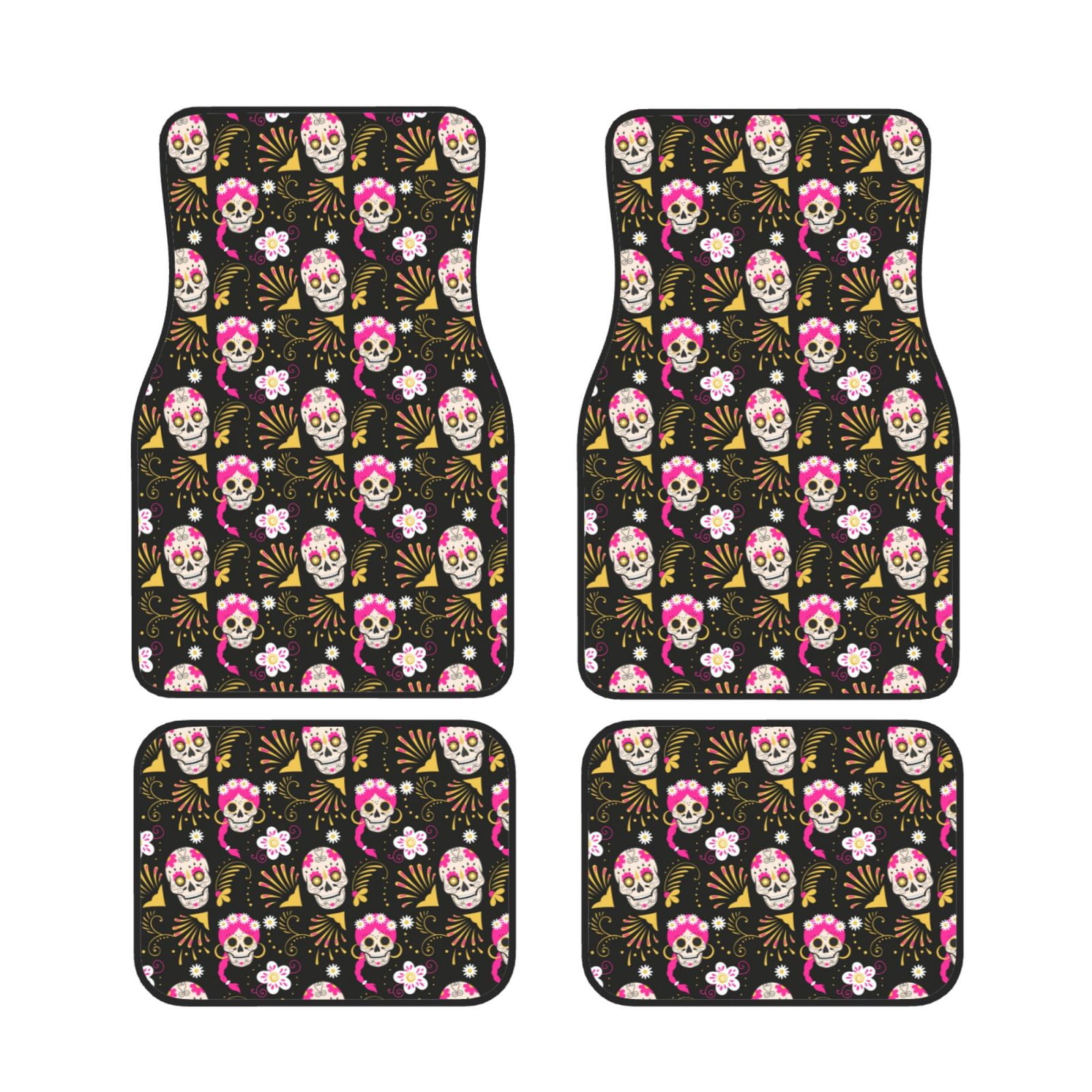 Salouo Skull Daisy for Car Floor Mat Set of 4–Car Carpet Mats - Car ...
