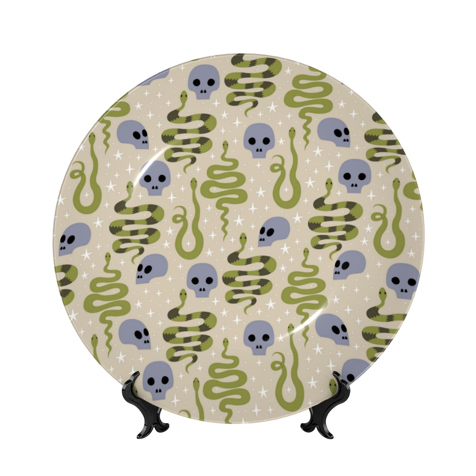 Salouo Skull Snake Pattern Bone China Decorative Plate,Holiday Decor ...