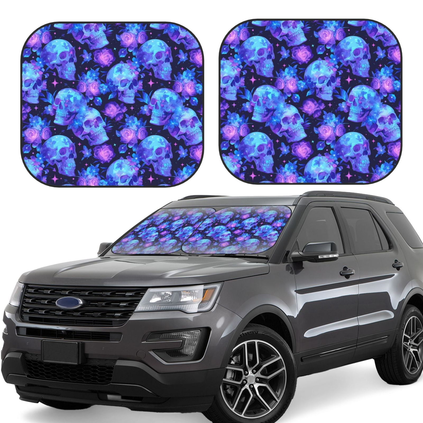 Salouo Skull flower star sky Pattern Car Windshield Sun Shade Foldable ...