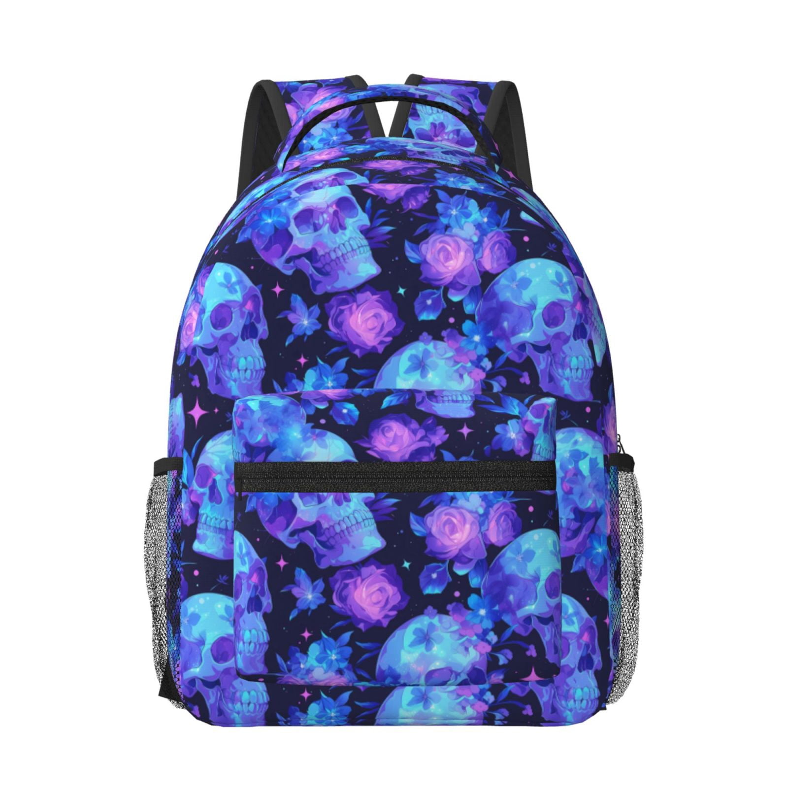 Salouo Skull flower star sky Print Laptop Backpack 16.5'' Daypack Carry ...
