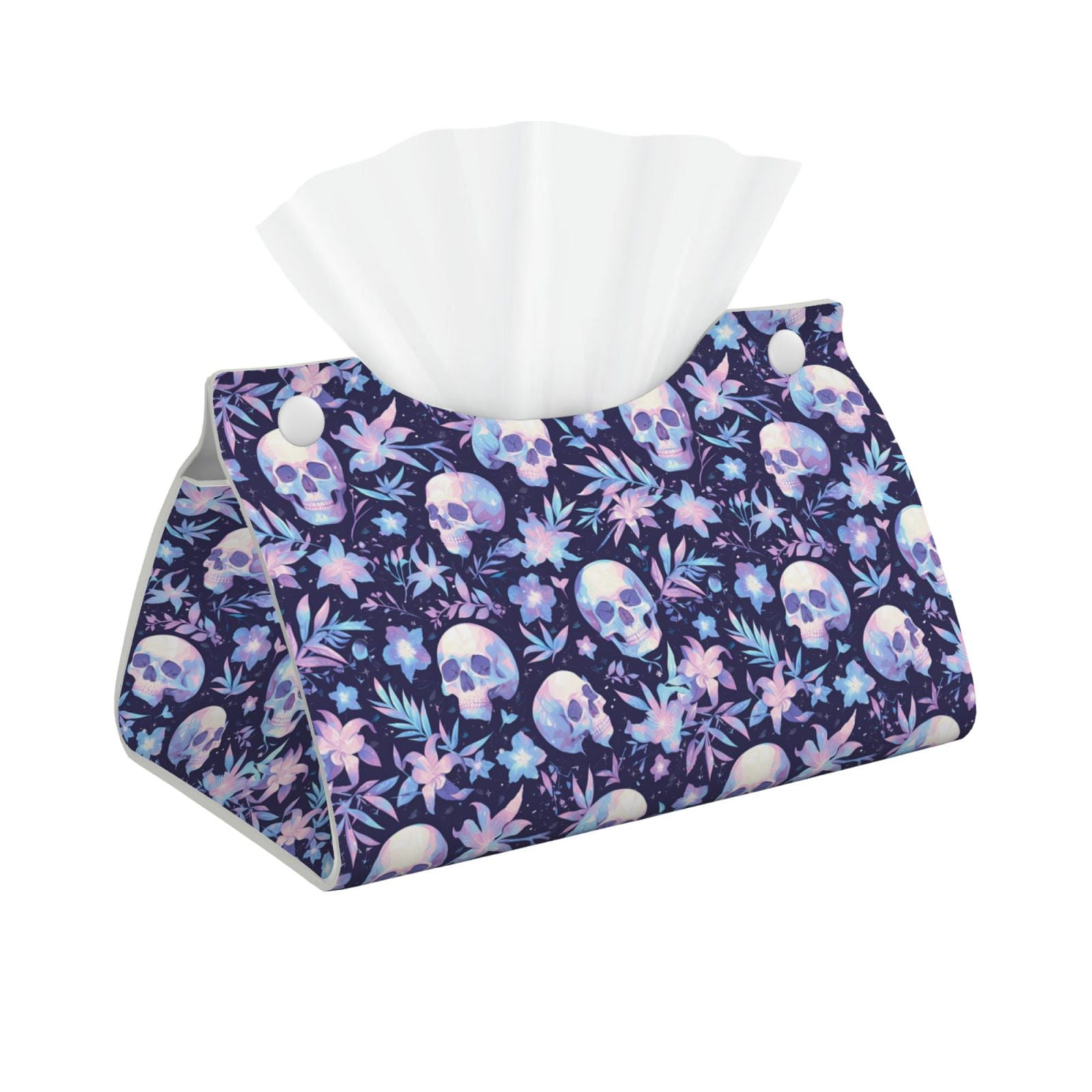 Salouo Skull flower white blue Pattern Long Tissue Box Cover ...