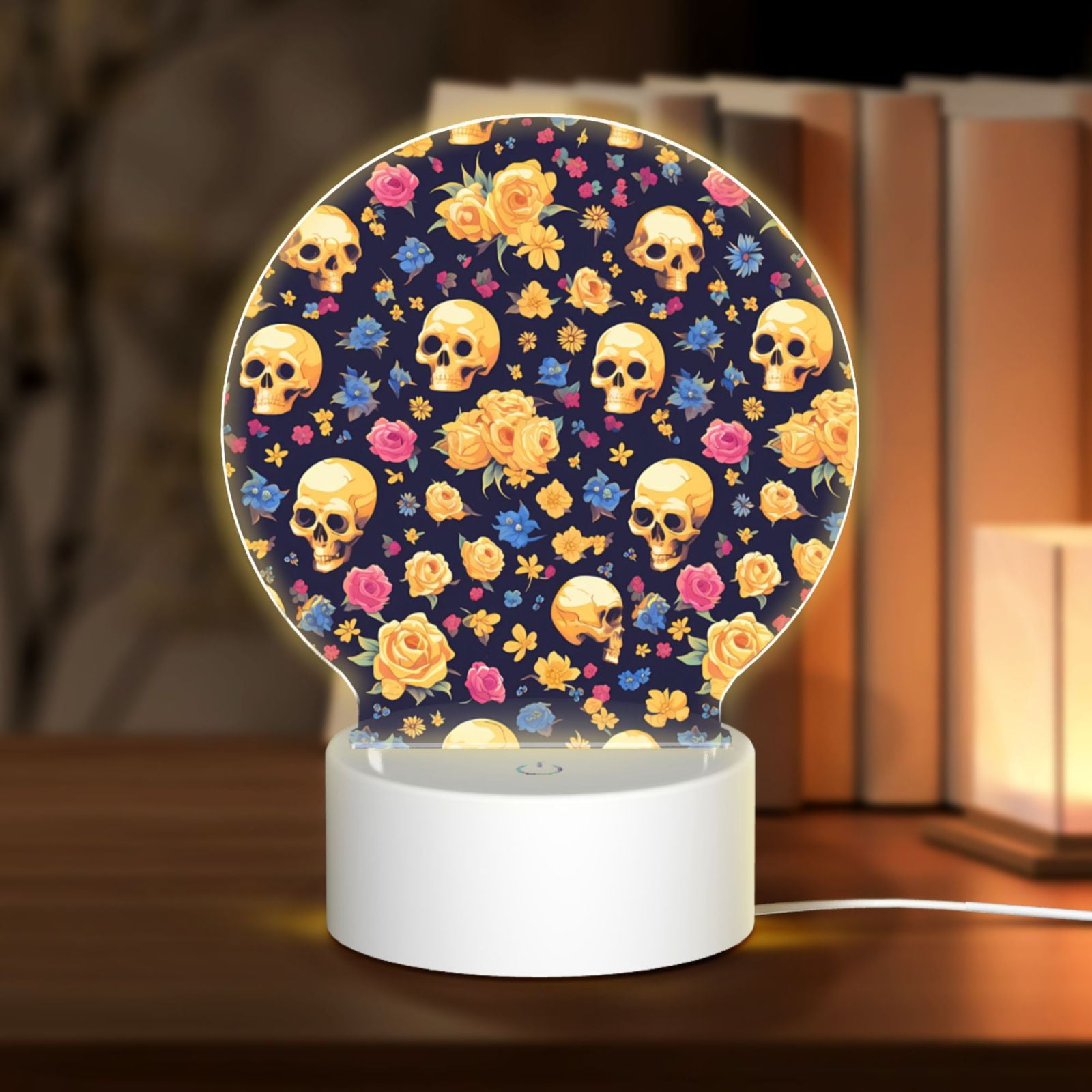Salouo Skull gold flower for Round Acrylic Night Light - Acrylic Sheets ...