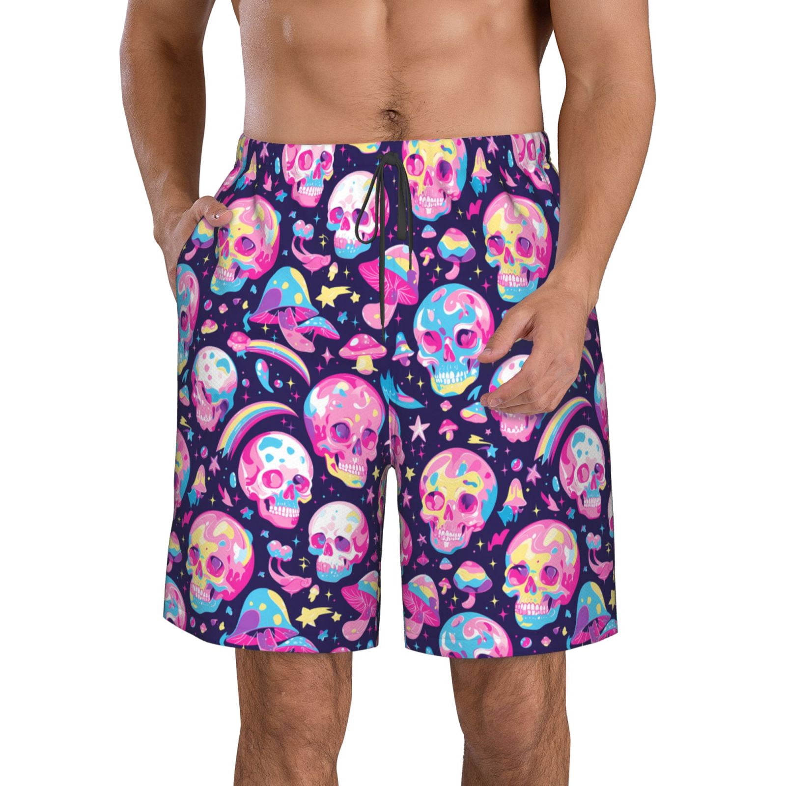 Salouo Skull mushroom colorful cute Pattern Swim Trunks for Men,Men's ...