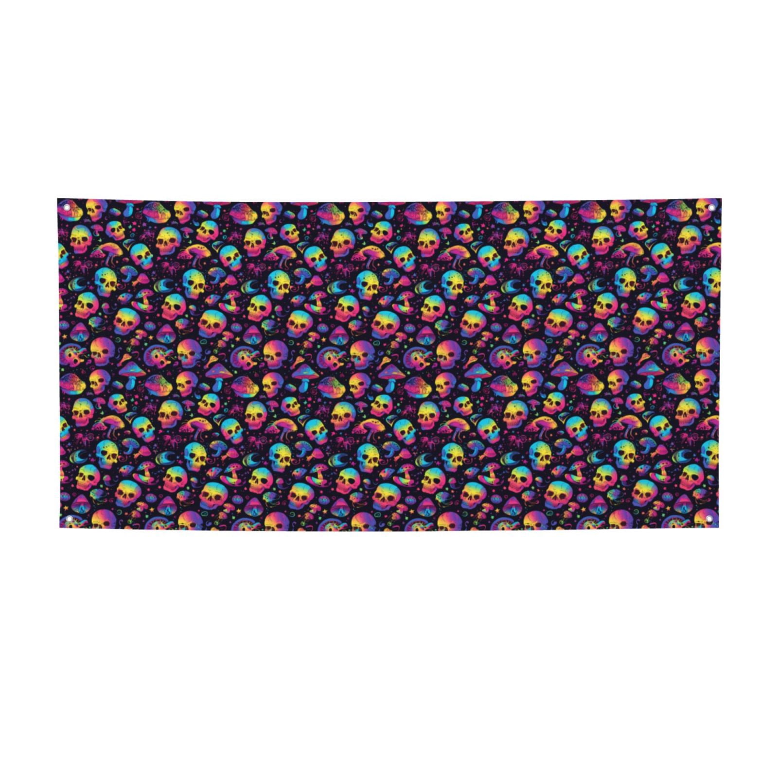 Salouo Skull mushroom rainbow color Pattern Holiday Banner Outside ...