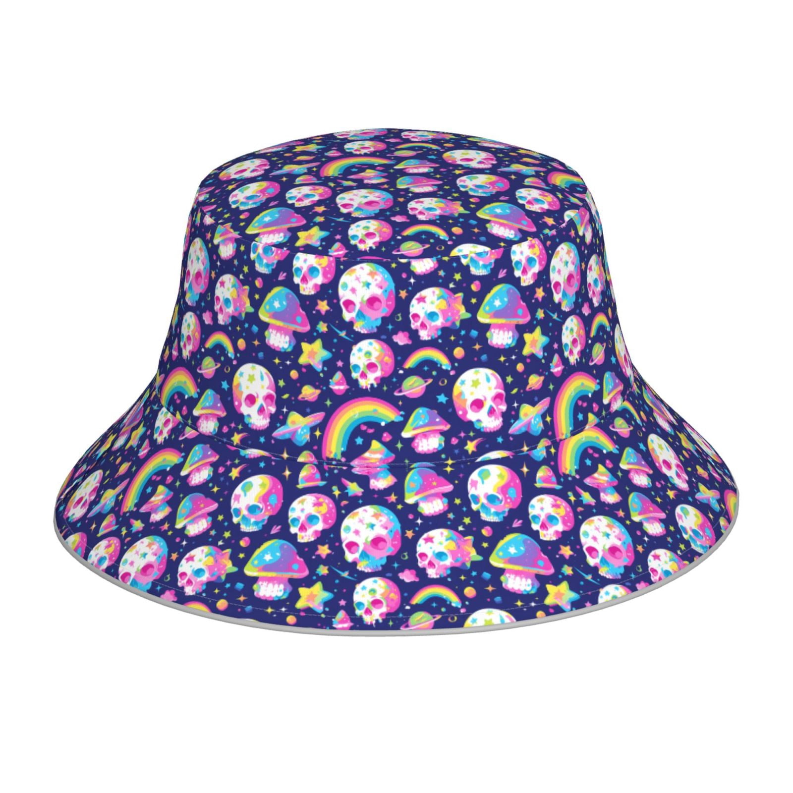 Salouo Skull mushroom rainbow space Print Unisex Bucket Hat, Outdoor ...