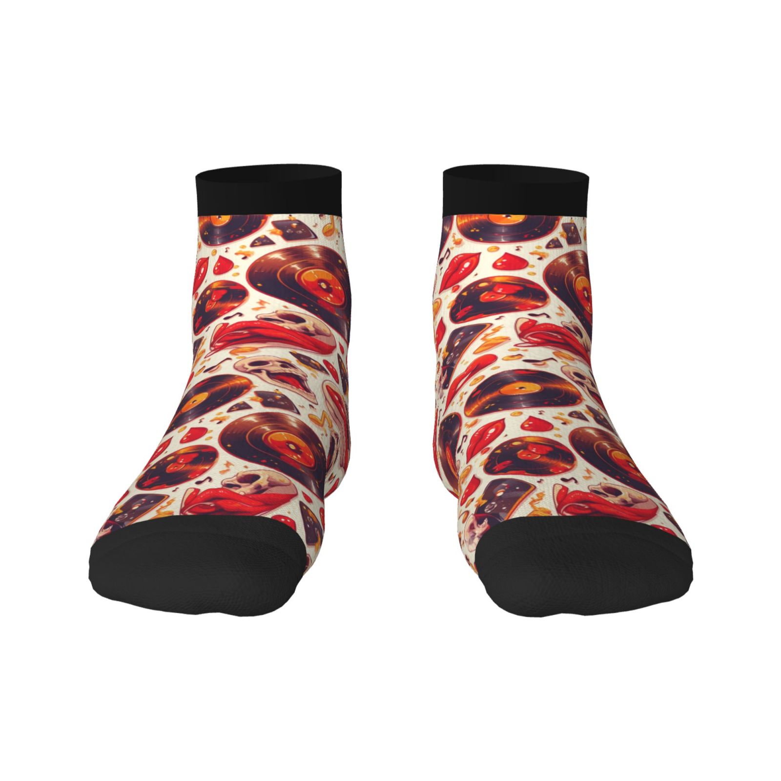 Salouo Skull rock record music heart Pattern Unisex Middle Tube Socks ...