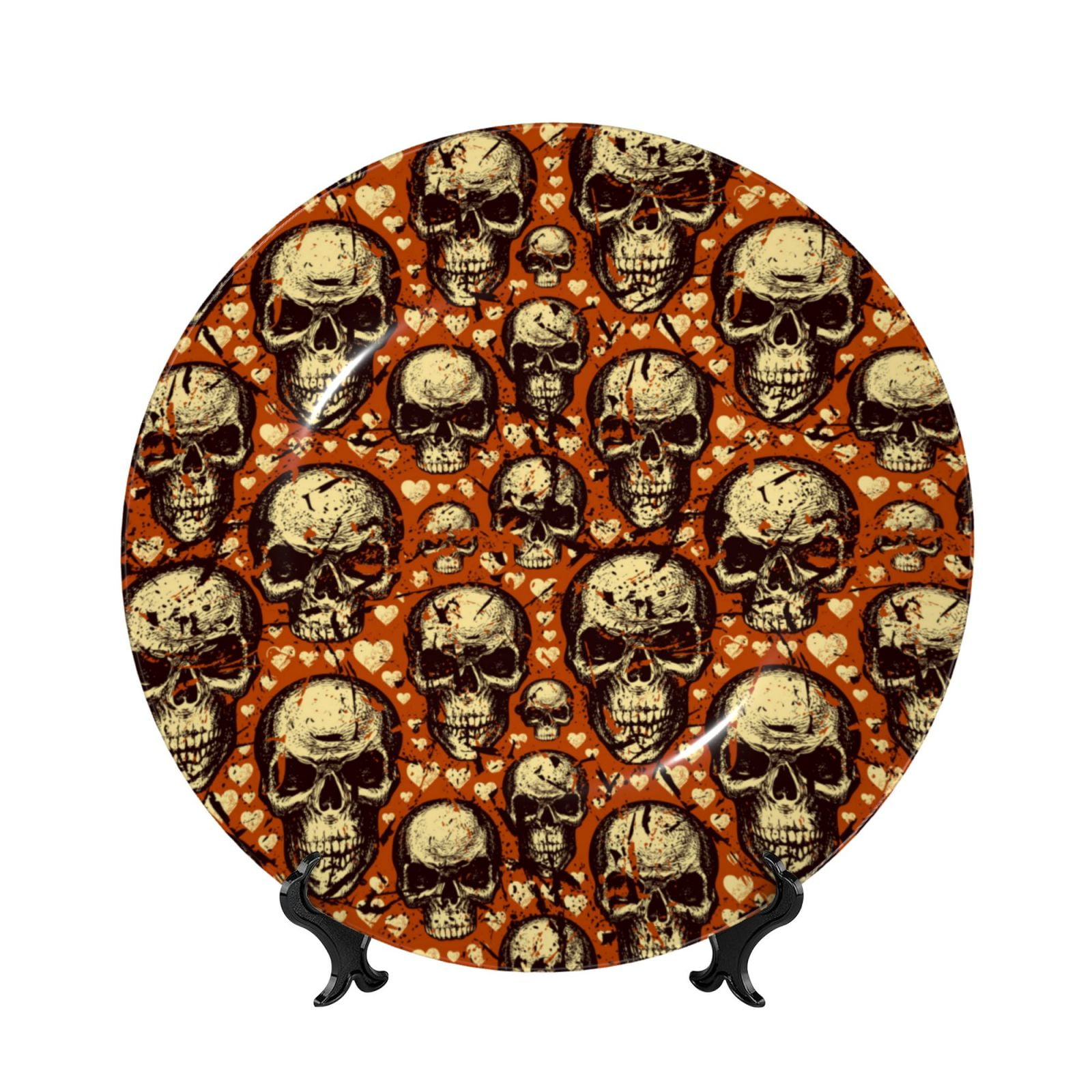 Salouo Skulls And Hearts Pattern Bone China Decorative Plate,Holiday ...