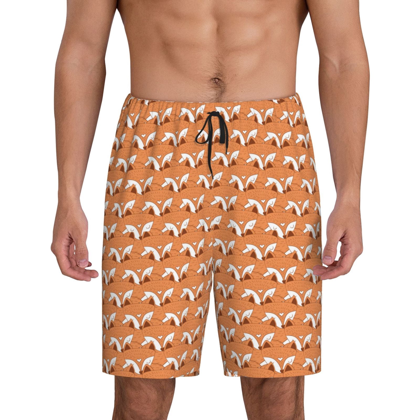 Salouo Sleepy Foxes Pattern Men's Sleep Pajama Shorts,Pajama Bottoms ...