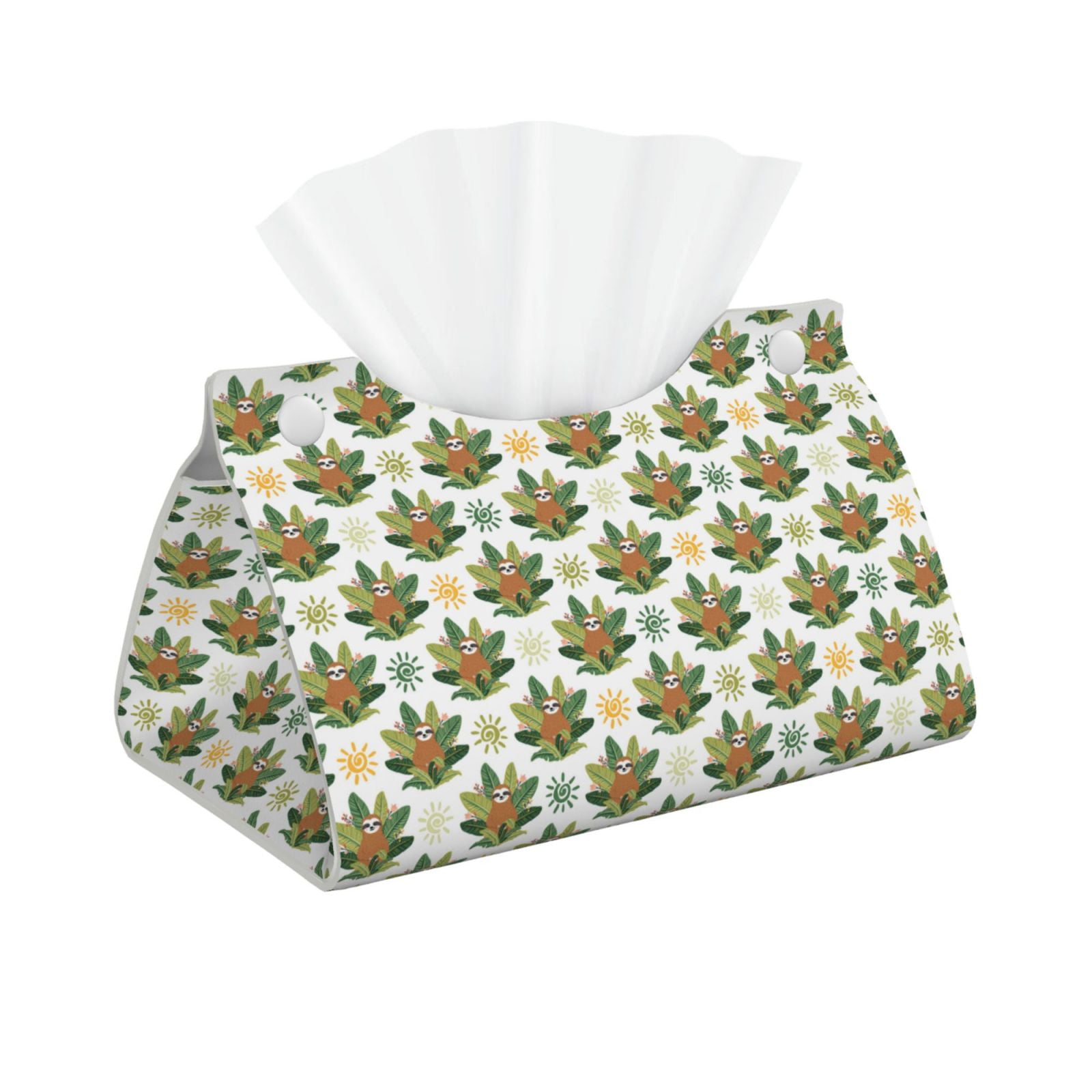 Salouo Sloth Sitting Tropical Leaves Pattern Long Tissue Box Cover ...