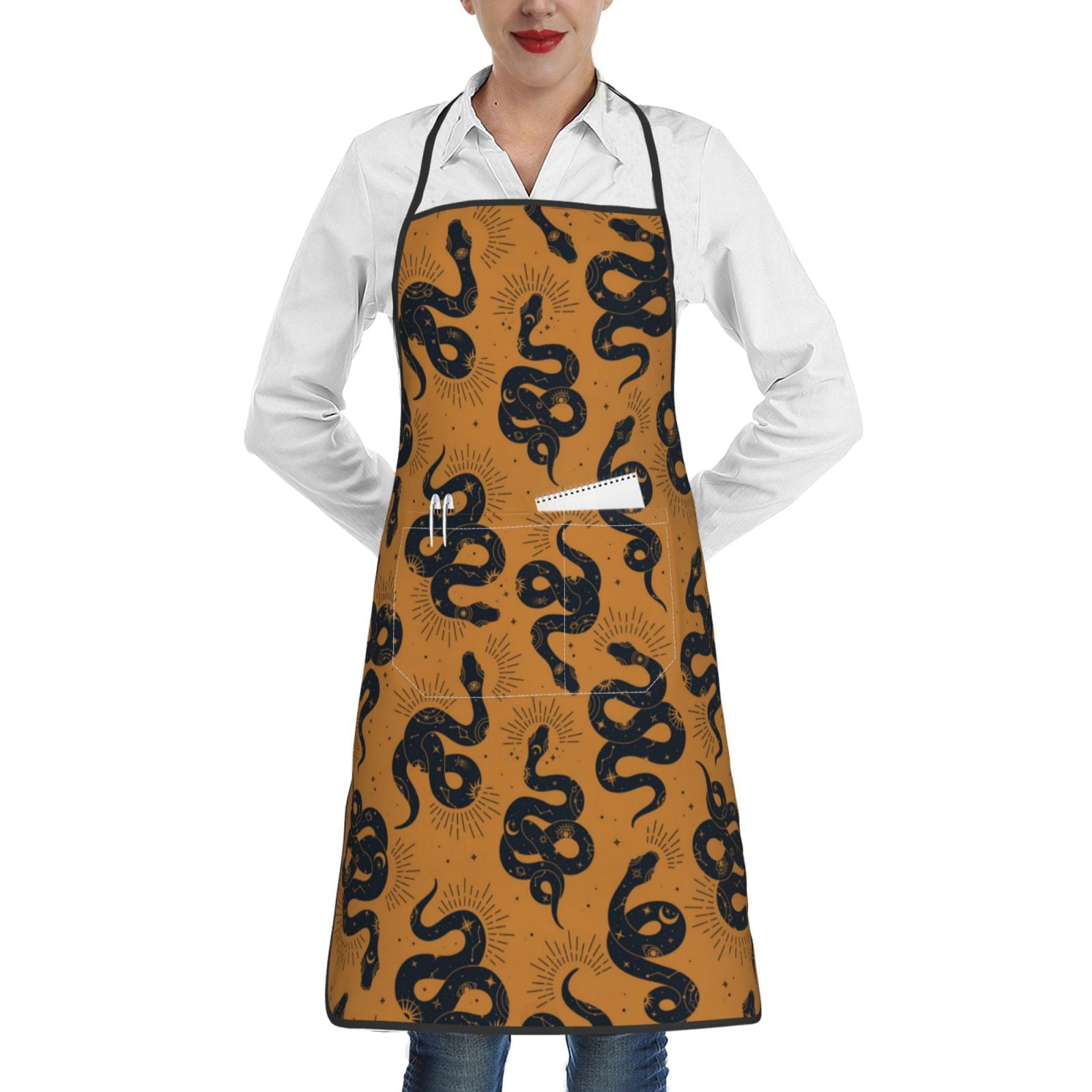 Salouo Snake 1 Pack Kitchen Aprons for Women Men Chef with 2 Pockets ...