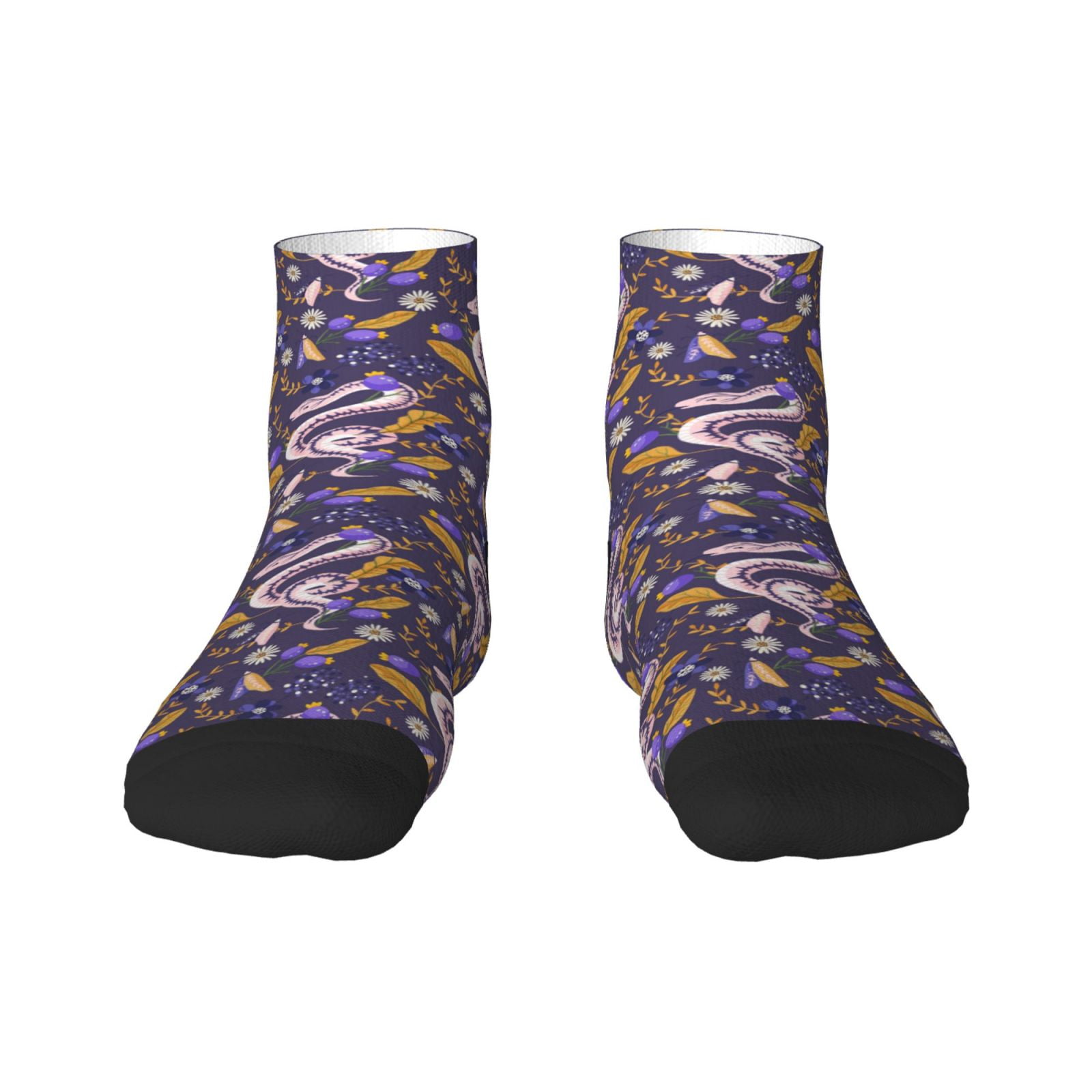 Salouo Snake And Floral Pattern Unisex Middle Tube Socks,Middle-Finger ...