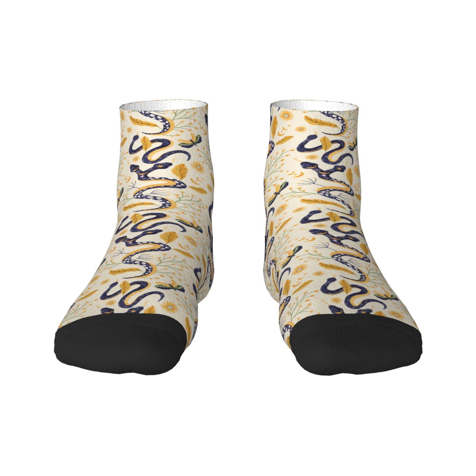 Salouo Snake And Floral Pattern Unisex Middle Tube Socks,Middle-Finger ...