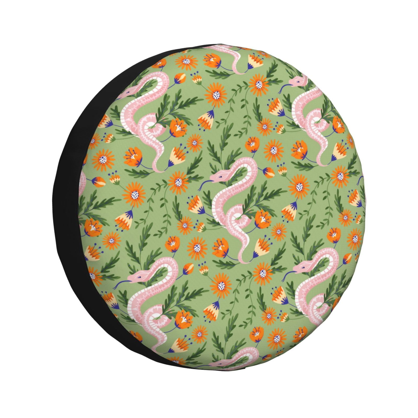 Salouo Snake And Floral Print Spare Tire Cover 14-17 inch Spare Tire ...