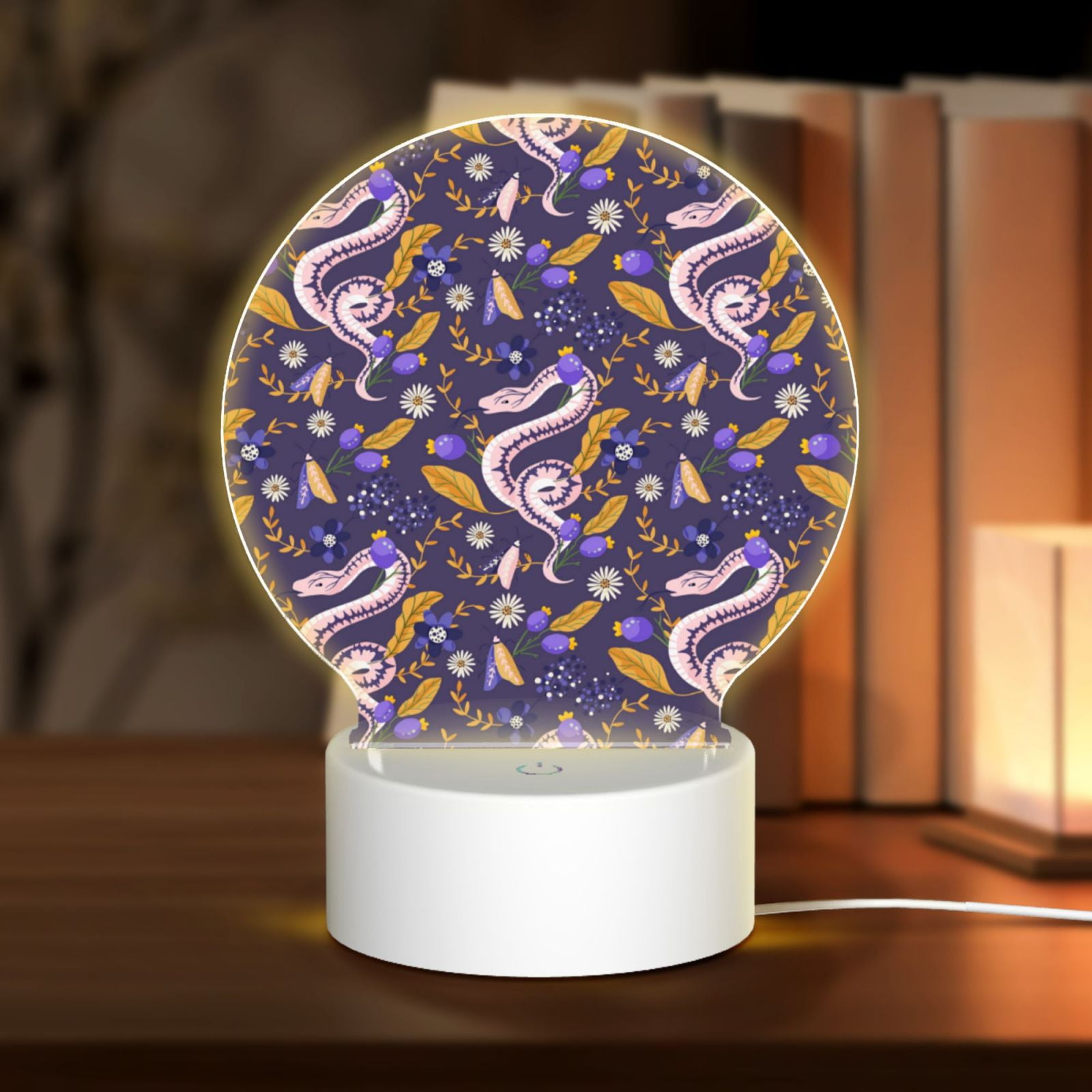 Salouo Snake And Floral for Round Acrylic Night Light - Acrylic Sheets ...