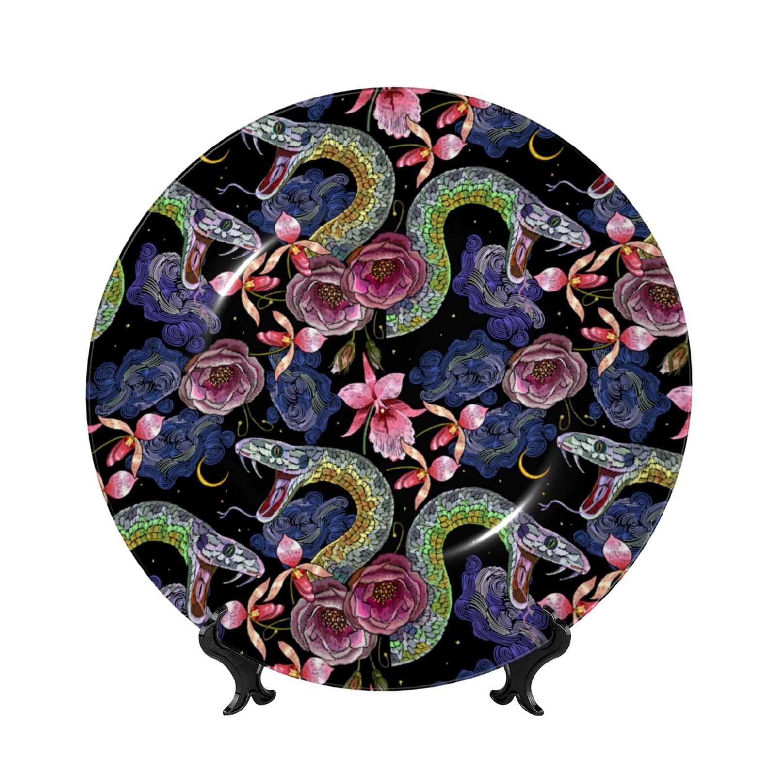 Salouo Snake And Flower Pattern Bone China Decorative Plate,Holiday ...