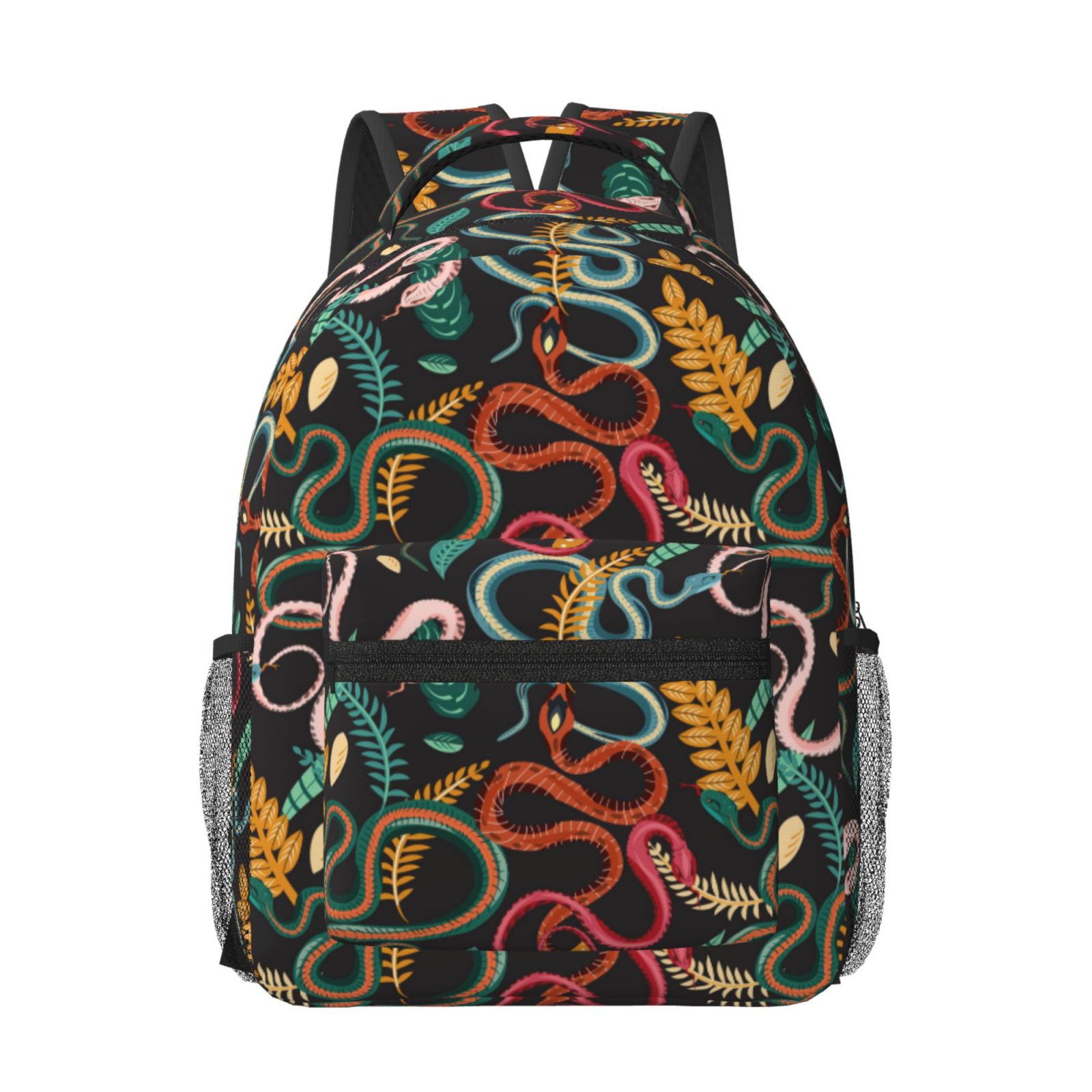 Salouo Snake And Flower Print Laptop Backpack 16.5'' Daypack Carry On ...