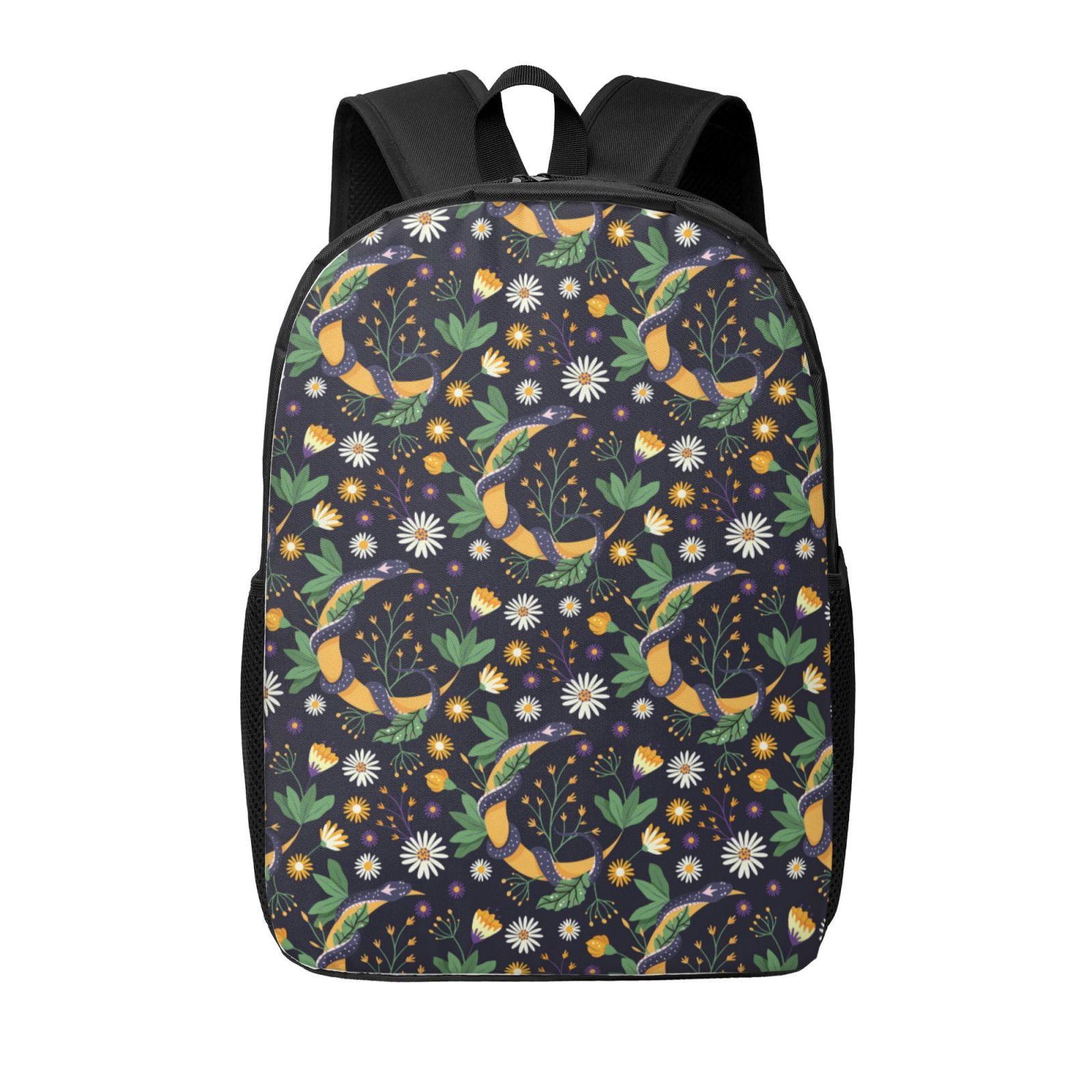 Salouo Snake And Flower Print Travel Laptop Backpack,17Inch Casual Bag ...