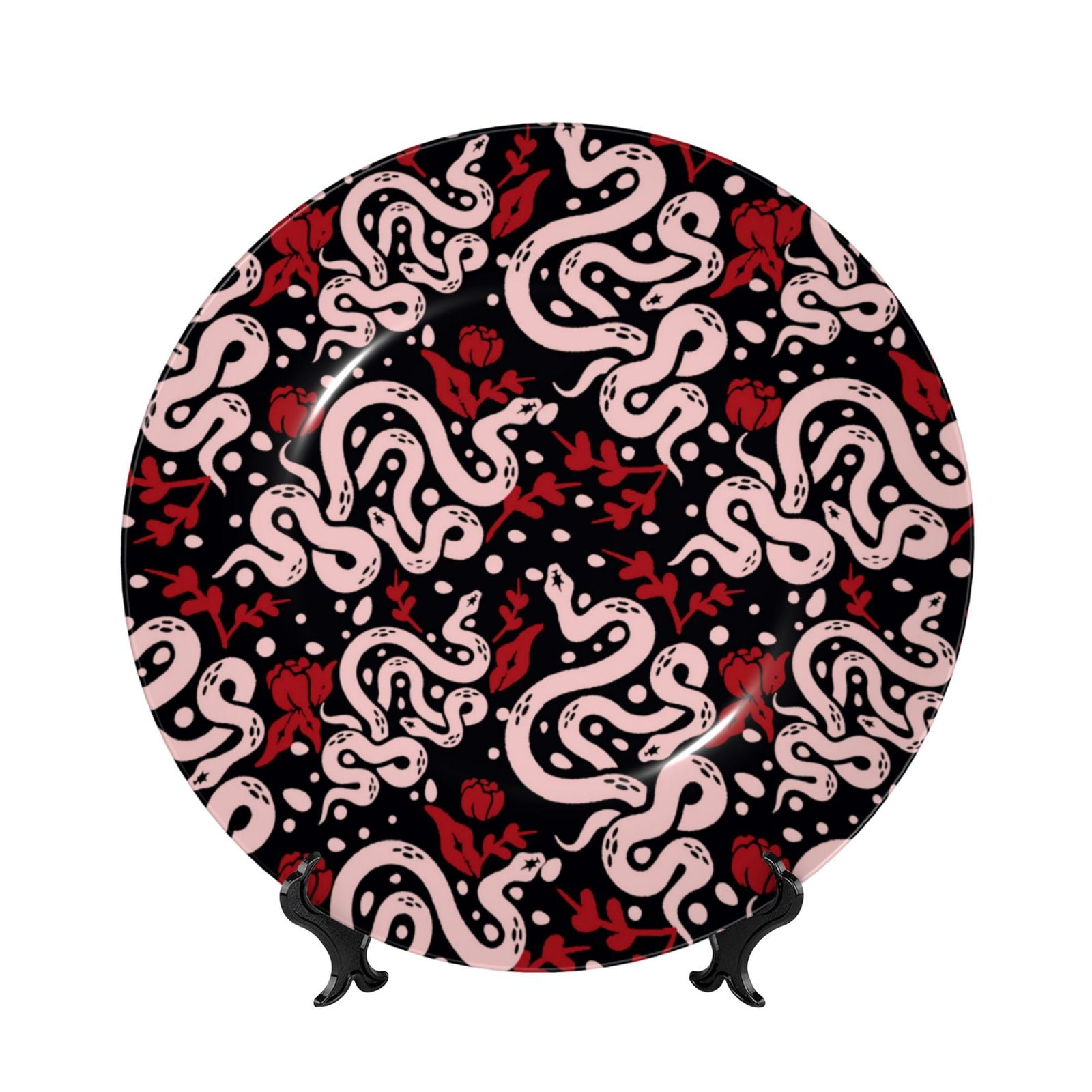 Salouo Snake And Rose Pattern Bone China Decorative Plate,Holiday Decor ...