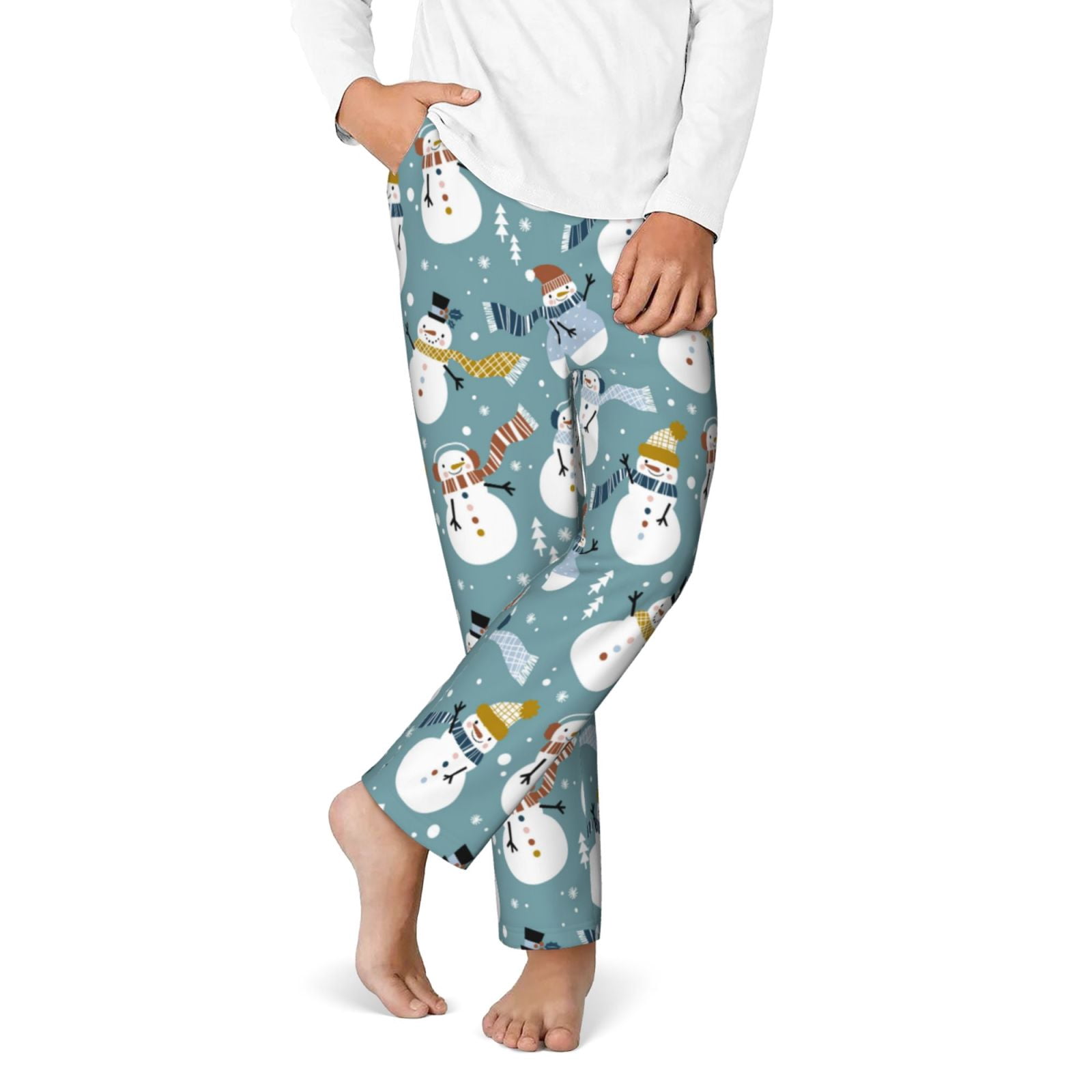 Salouo Snowflake Scarf Snowman Pattern Boys Pajama Pants,Long Sleep ...