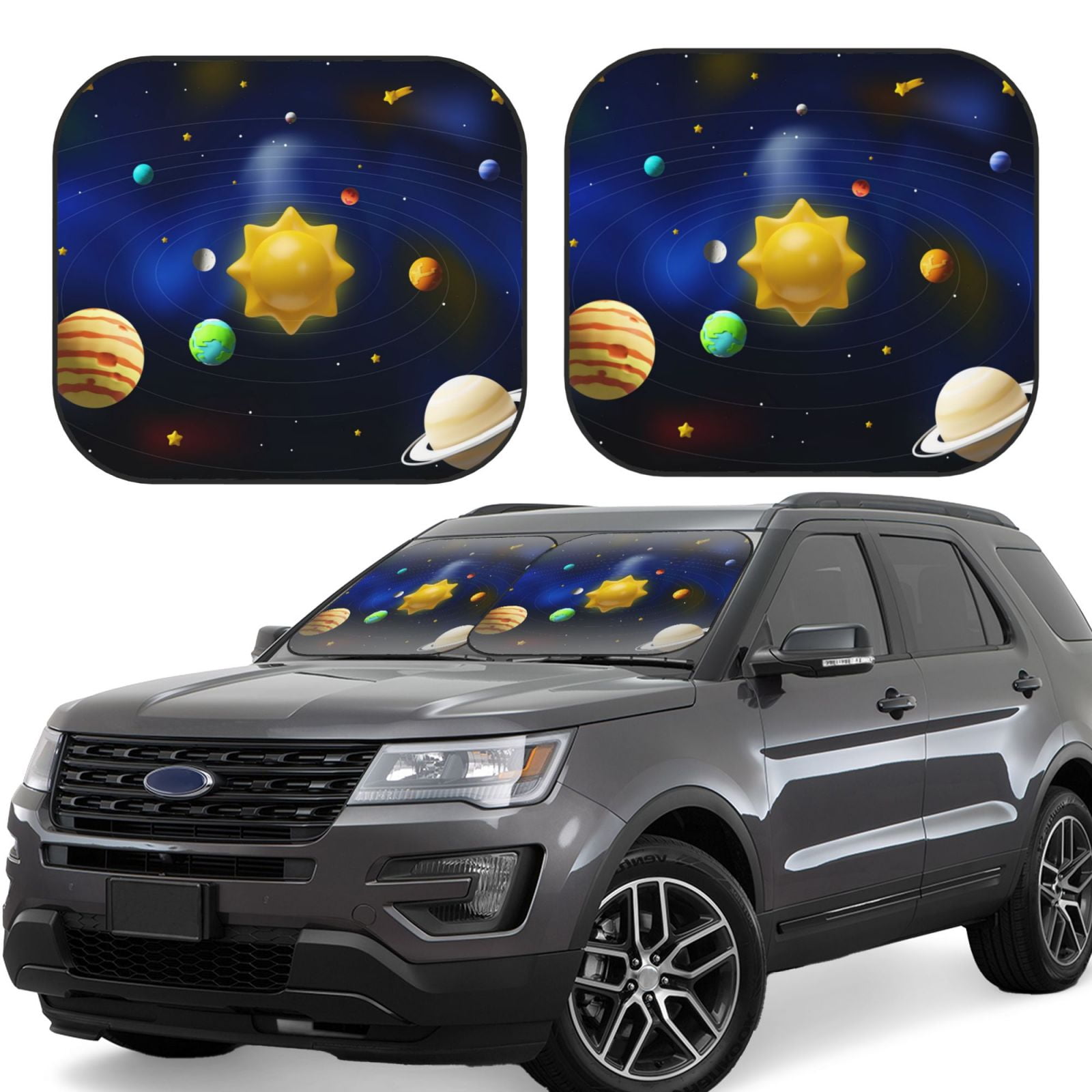 Salouo Solar System Pattern Car Windshield Sun Shade Foldable | Front ...