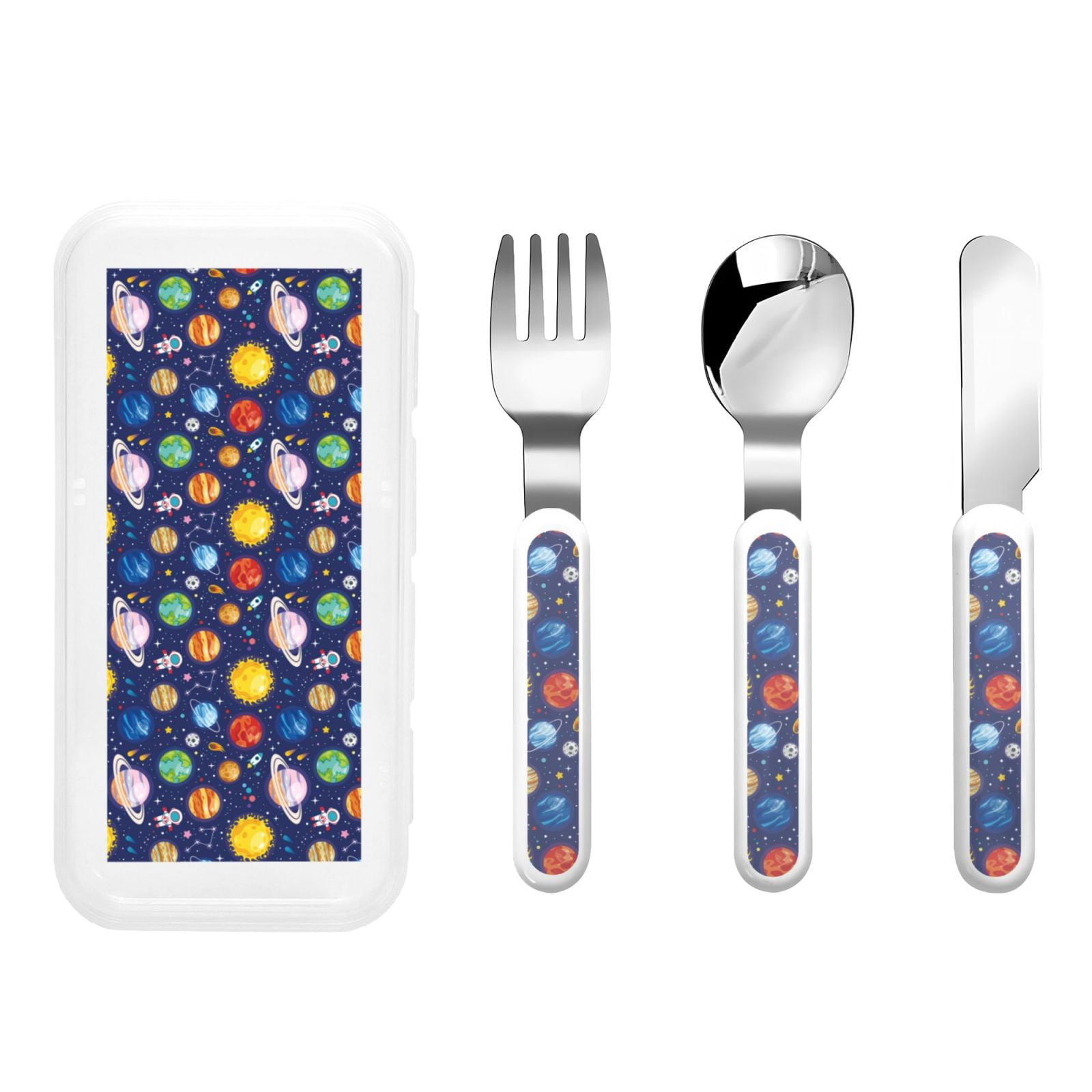 Salouo Space Planet Pattern 3 Pieces Toddler Utensils, Kids Silverware ...