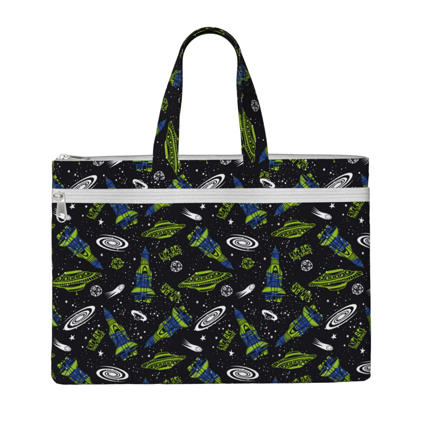 Salouo Space Rockets for Canvas Tote File Bag, Tote Bag With Zipper ...