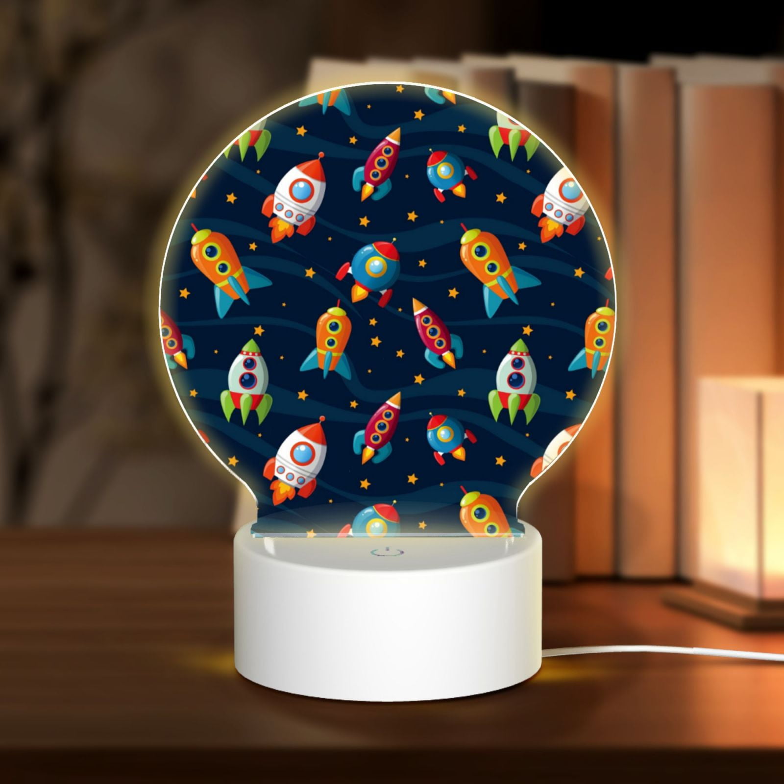 Salouo Spaceships and Stars for Round Acrylic Night Light - Acrylic ...