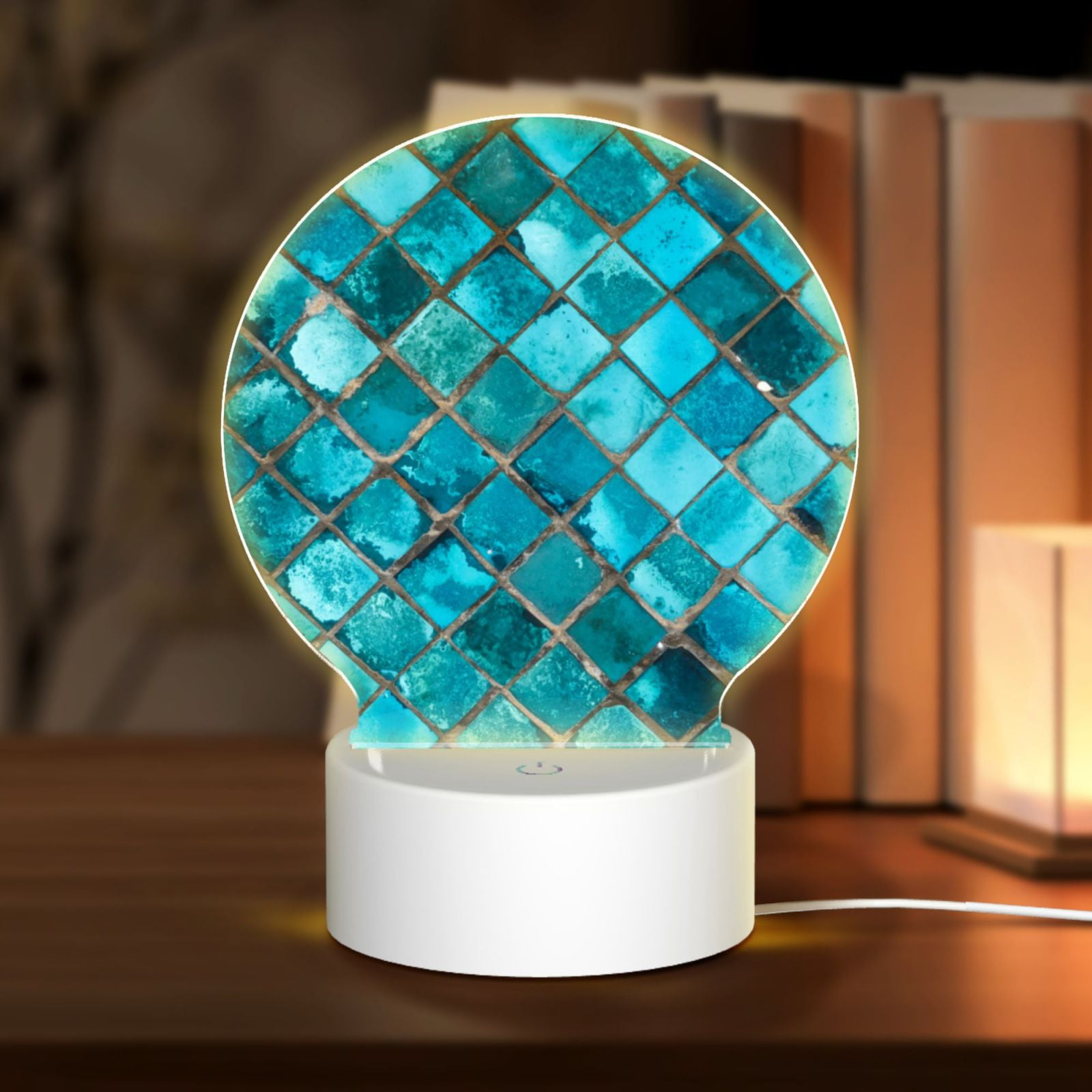 Salouo Square Glass Mosaic for Round Acrylic Night Light - Acrylic ...