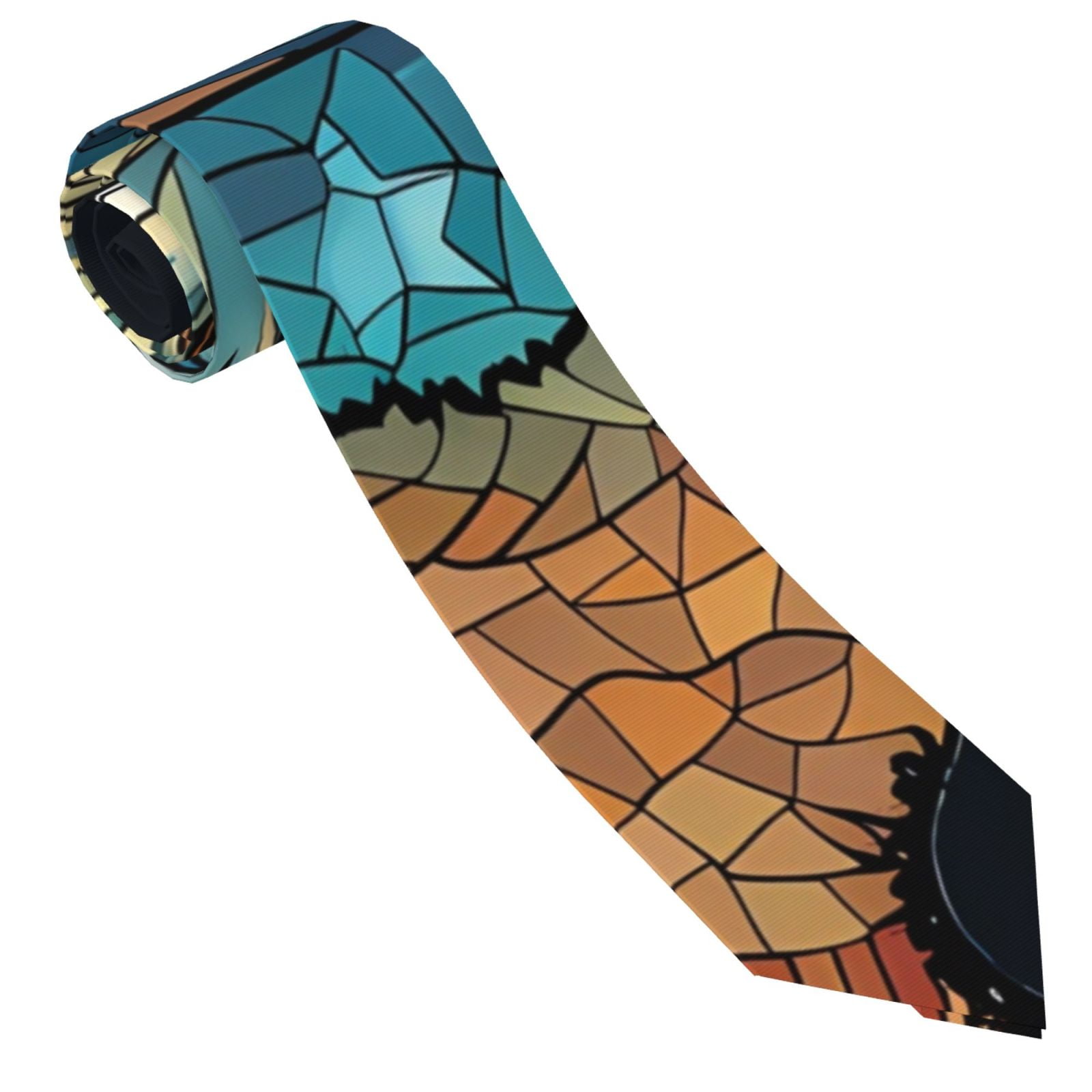 Salouo Stained Glass Eagle USA Pattern Men's Silk Ties 4.7"Necktie for ...