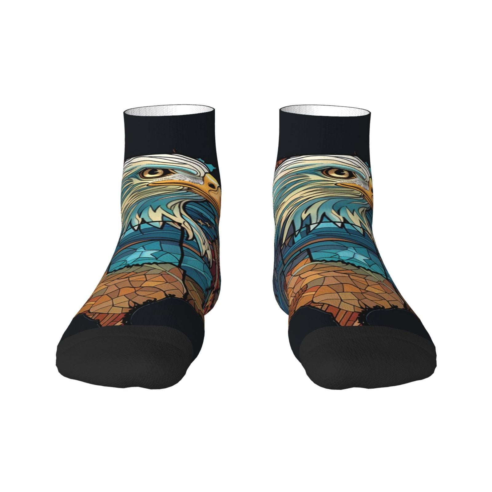 Salouo Stained Glass Eagle USA Pattern Unisex Middle Tube Socks,Middle ...