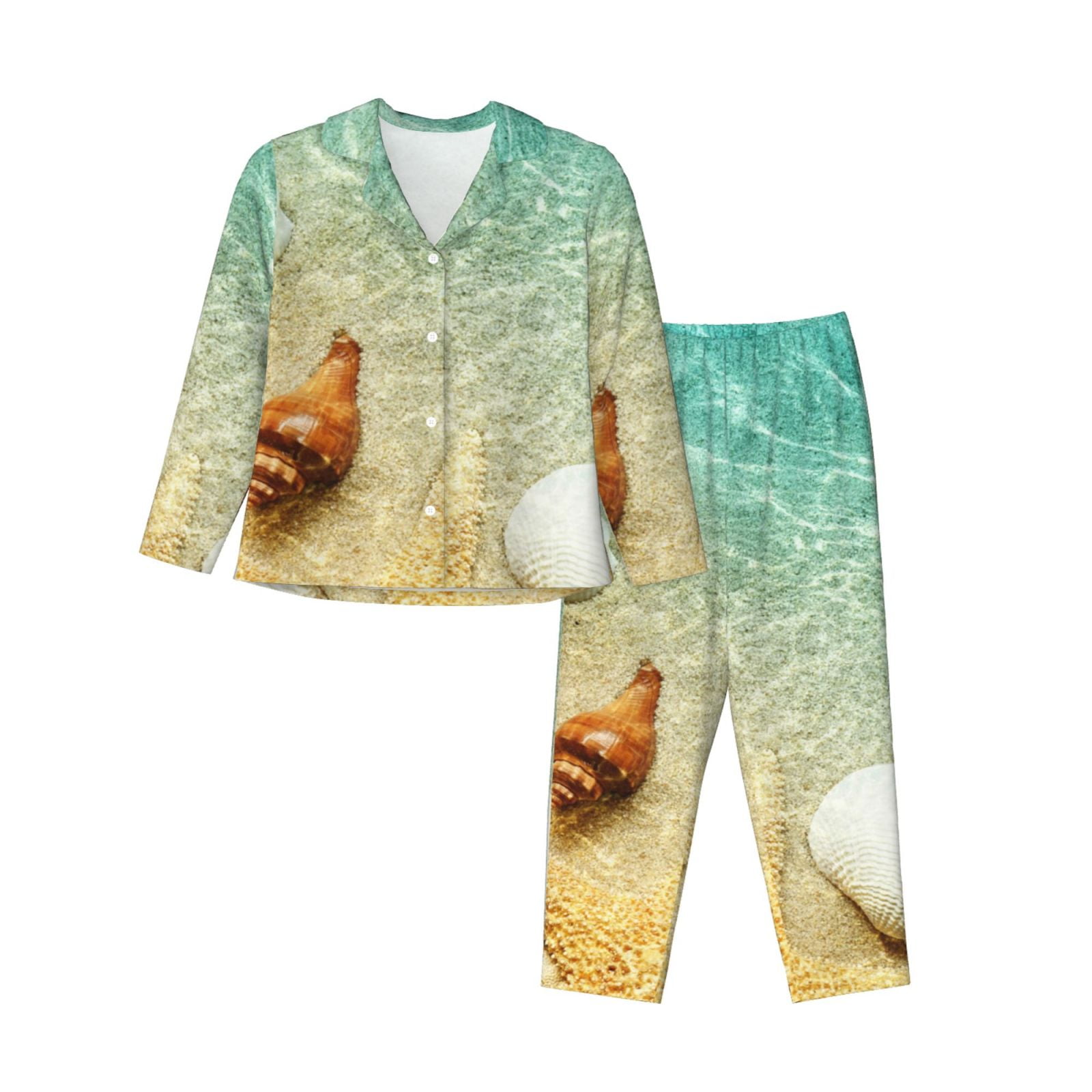 Salouo Starfish And Seashell On The Beach Pattern Women's Pajamas Set ...
