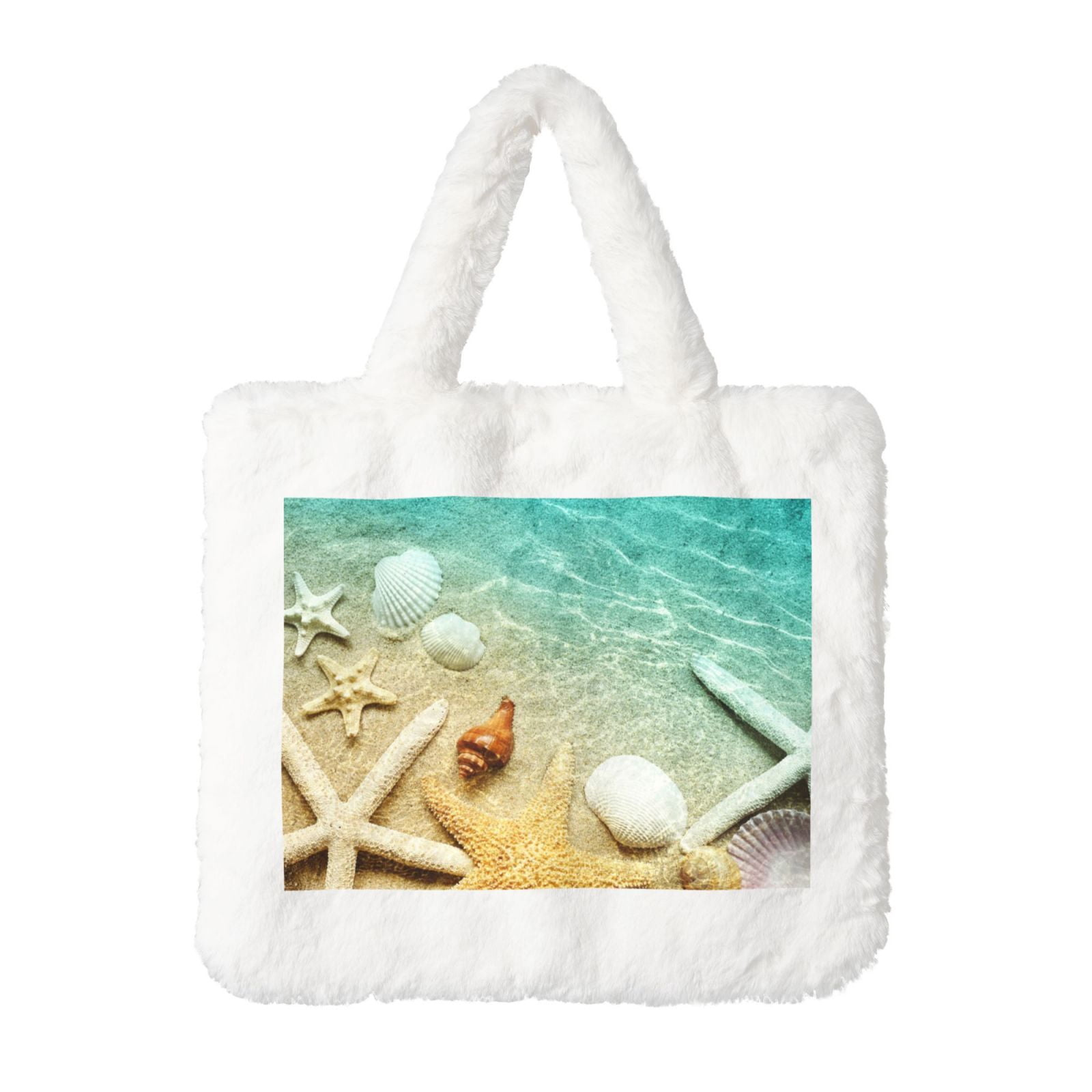 Salouo Starfish And Seashell On The Beach for Plush Underarm Bag,Soft ...