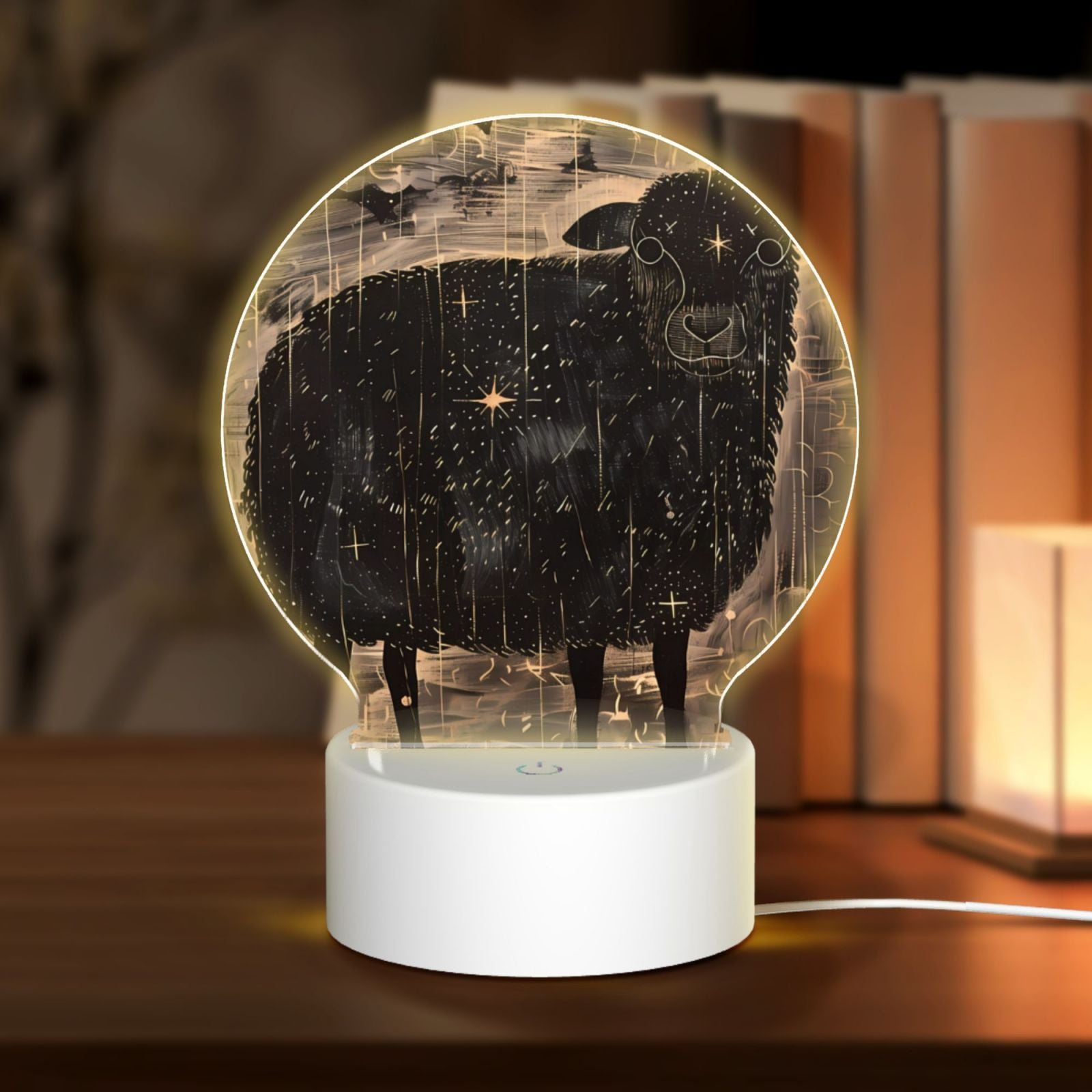 Salouo Starry Night Black Sheep for Round Acrylic Night Light - Acrylic ...