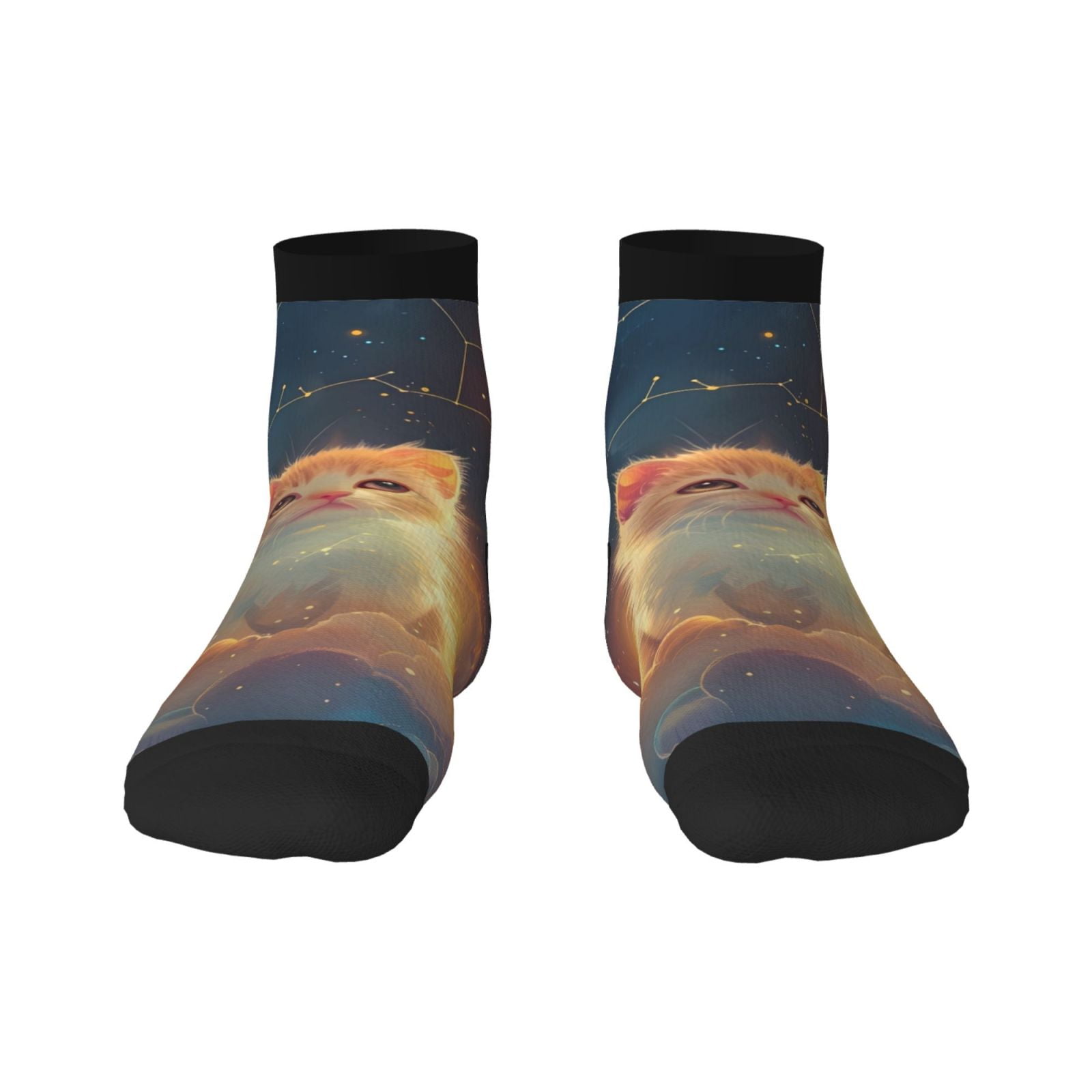 Salouo Starry Sky Constellation Cat Pattern Unisex Middle Tube Socks ...
