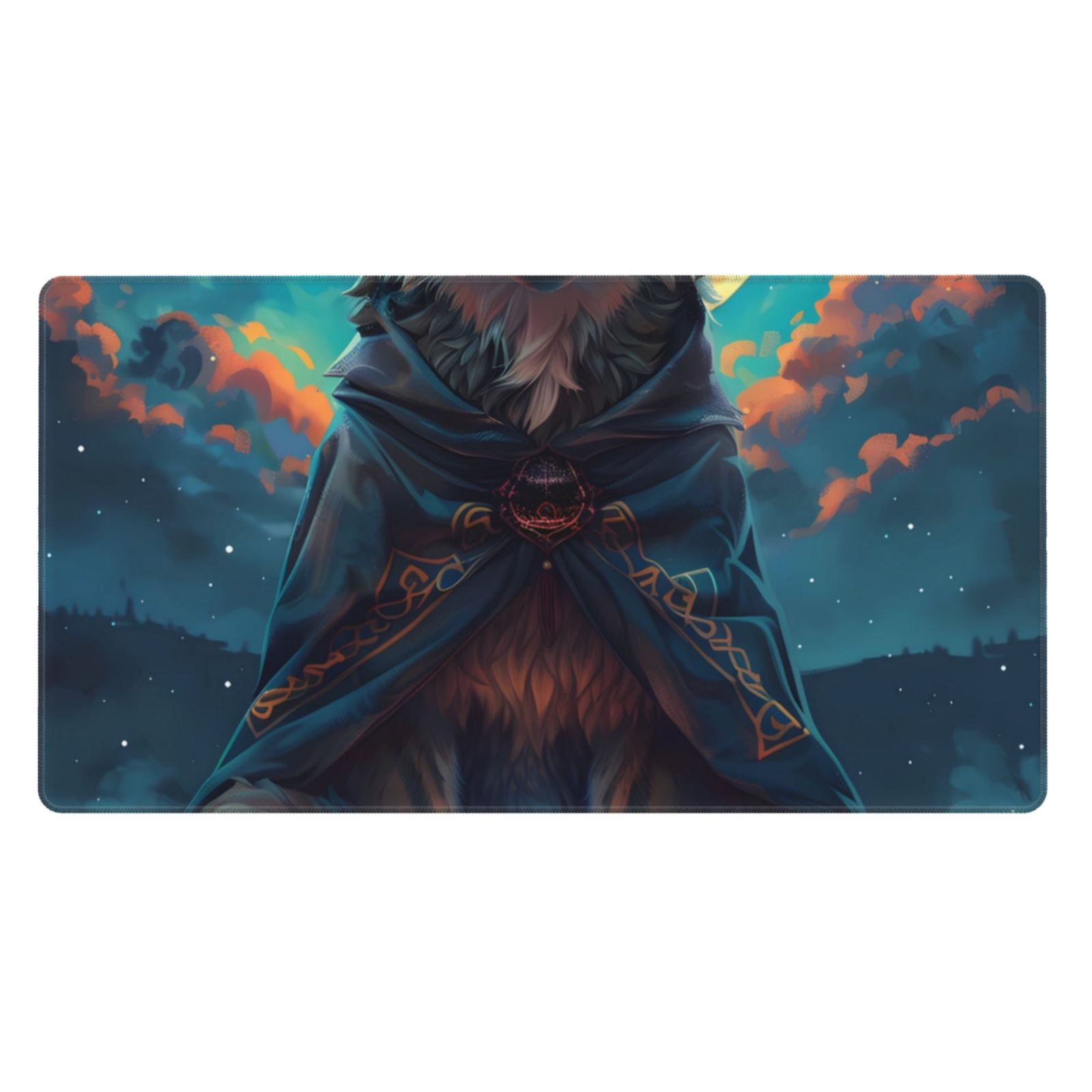 Salouo Starry Sky Moon Wolf Leader Print Large Mouse Pad,Extended Mat ...
