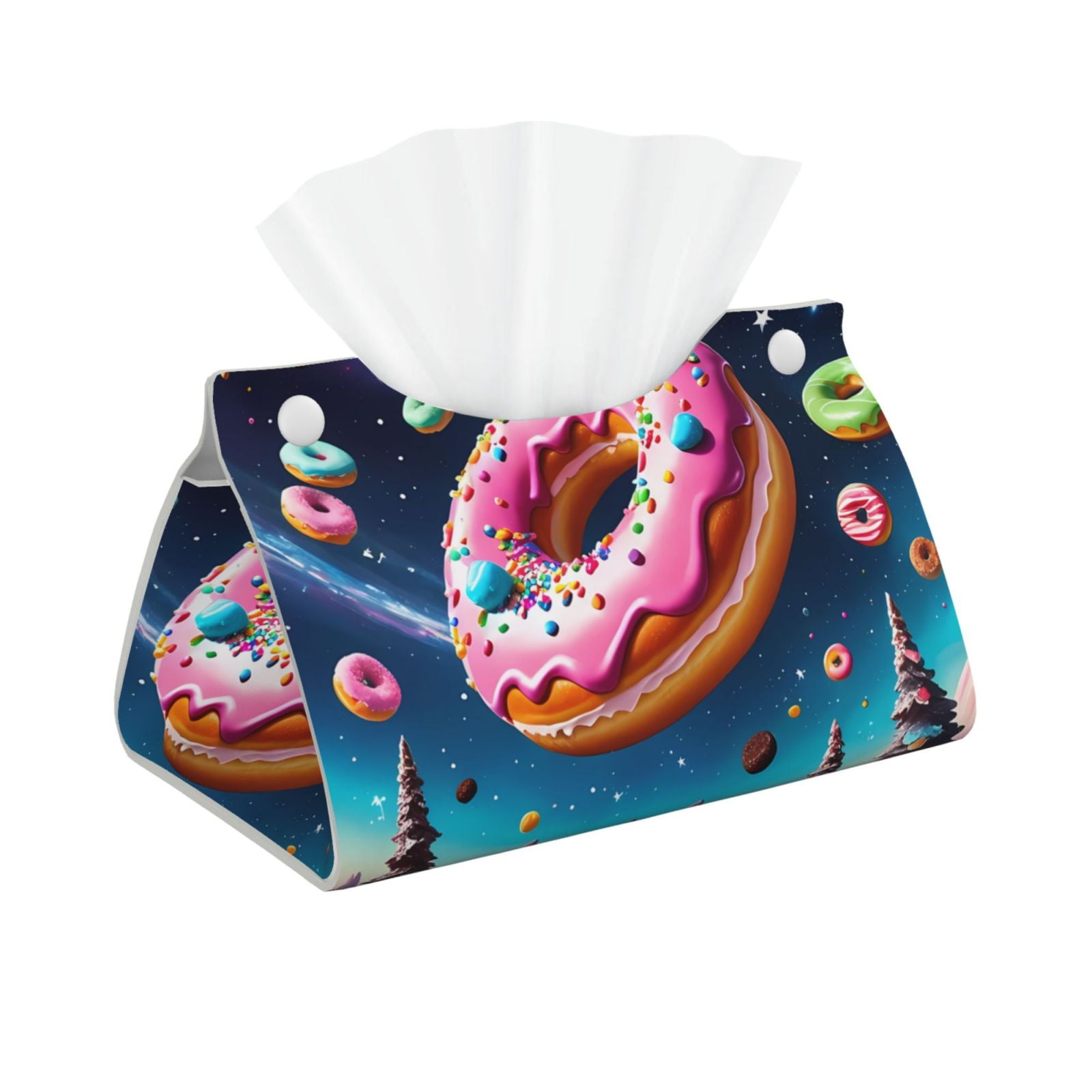 Salouo Starry Sky Pine Tree Donut Pattern Long Tissue Box Cover ...