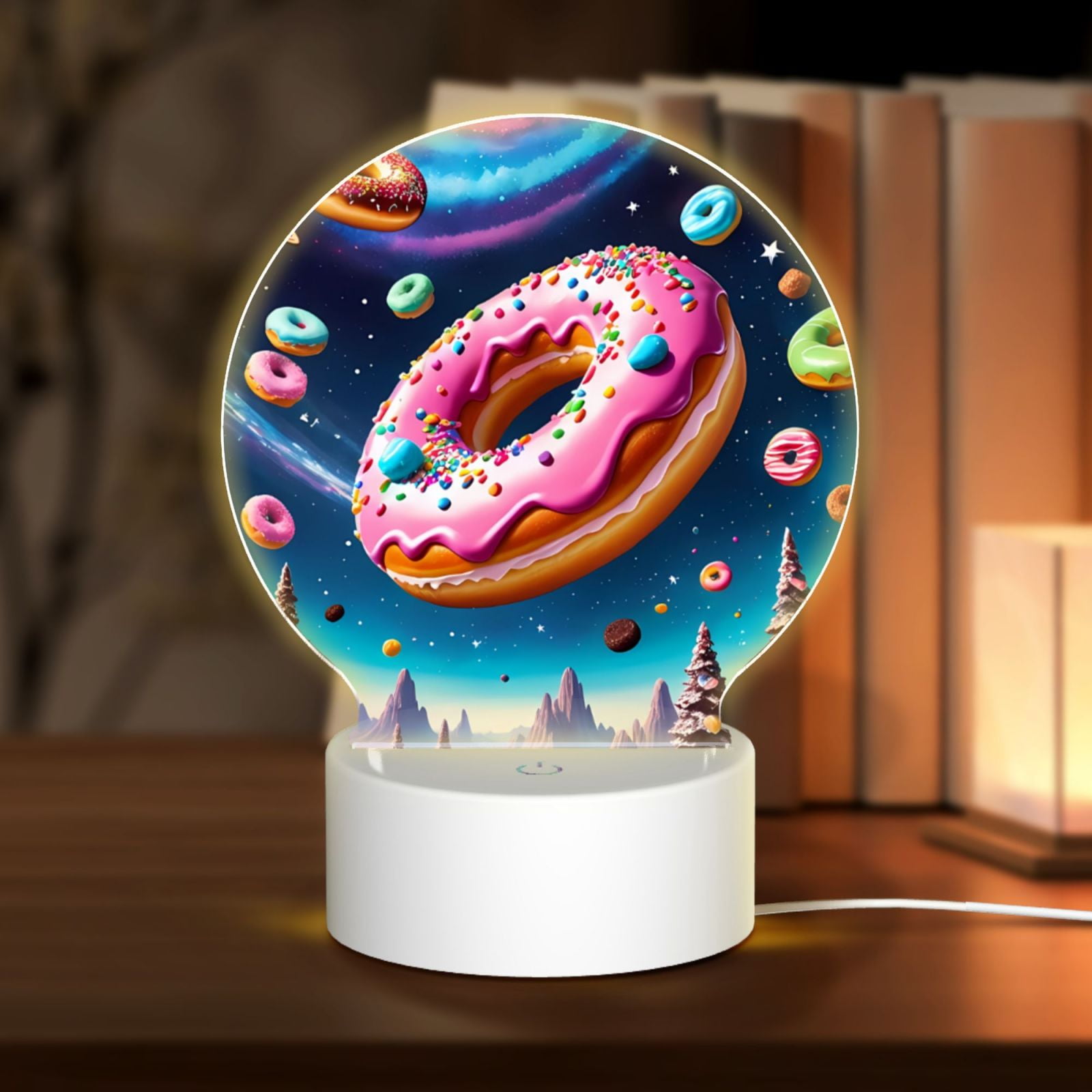 Salouo Starry Sky Pine Tree Donut for Round Acrylic Night Light ...