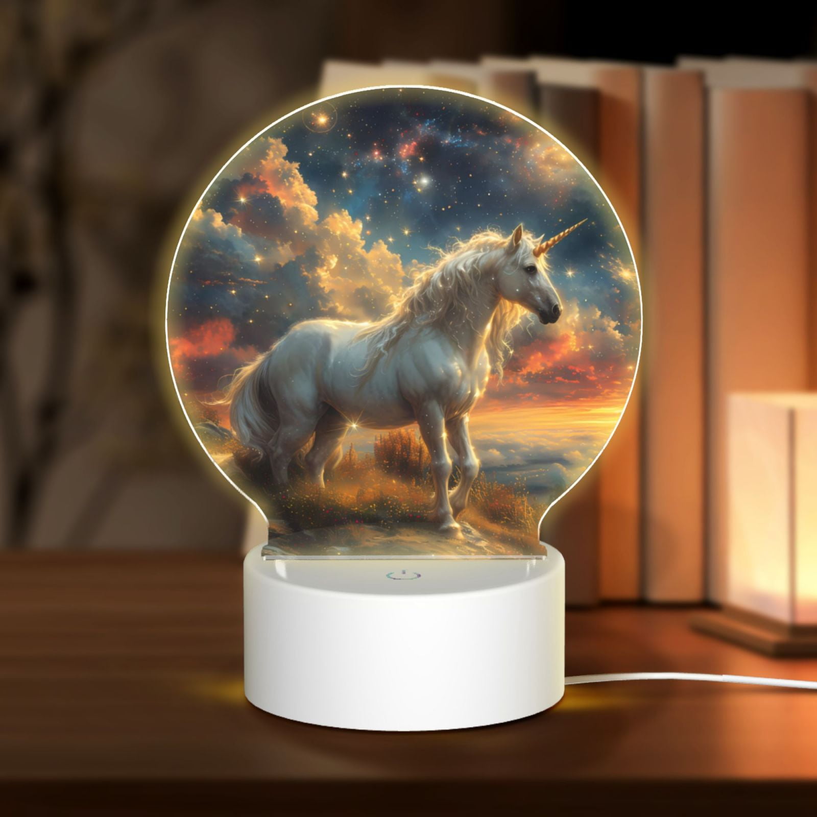 Salouo Starry Sky White Horse for Round Acrylic Night Light - Acrylic ...