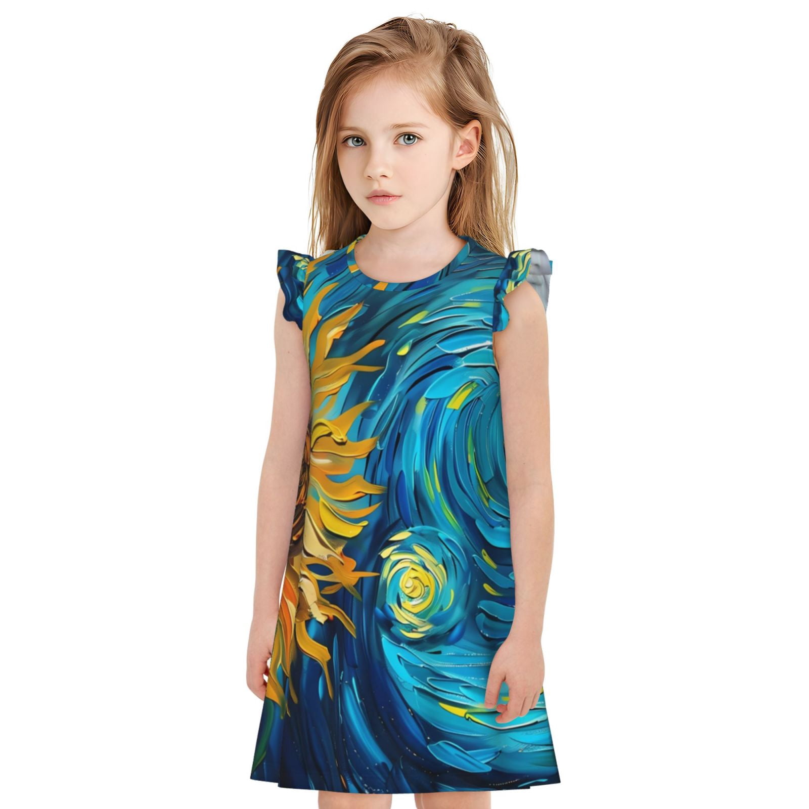 Salouo Starry Sunflower Dreamscape Print Nightgowns for Girls,Cute kid ...