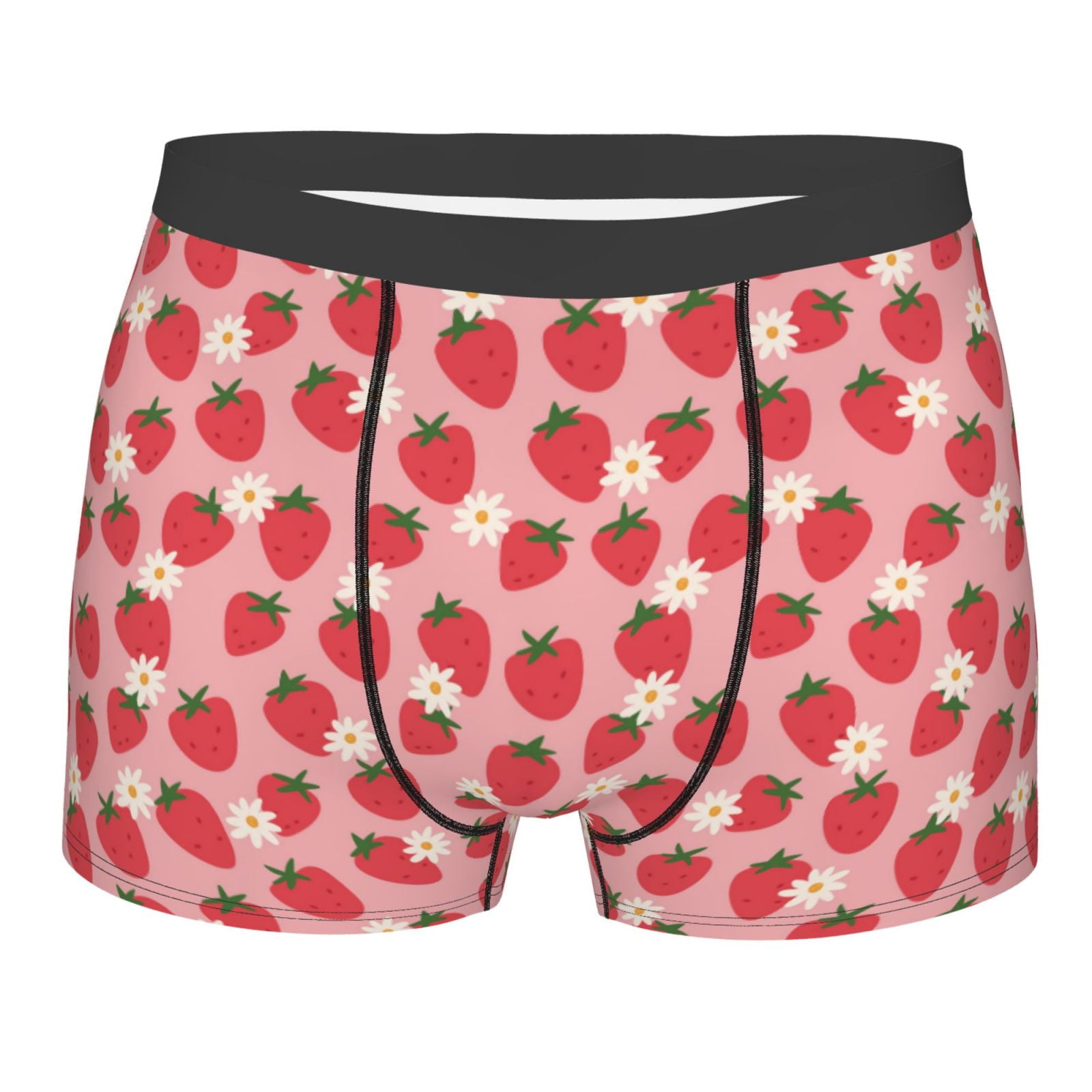 Salouo Strawberry And Flowers Print Men's Boxer Briefs,Breathable ...