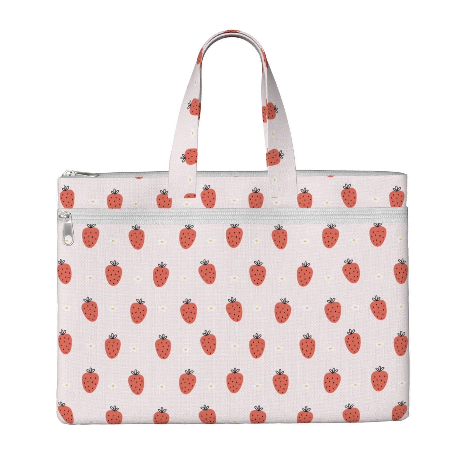 Salouo Strawberry for Canvas Tote File Bag, Tote Bag With Zipper ...