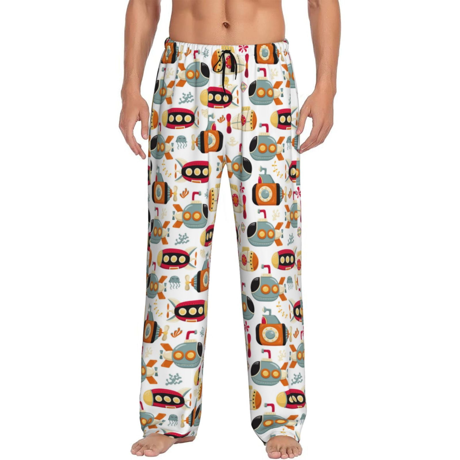Salouo Submarines Print Pajama Pants for Men, Lounge Pants Elastic Waistband Casual Men's ...
