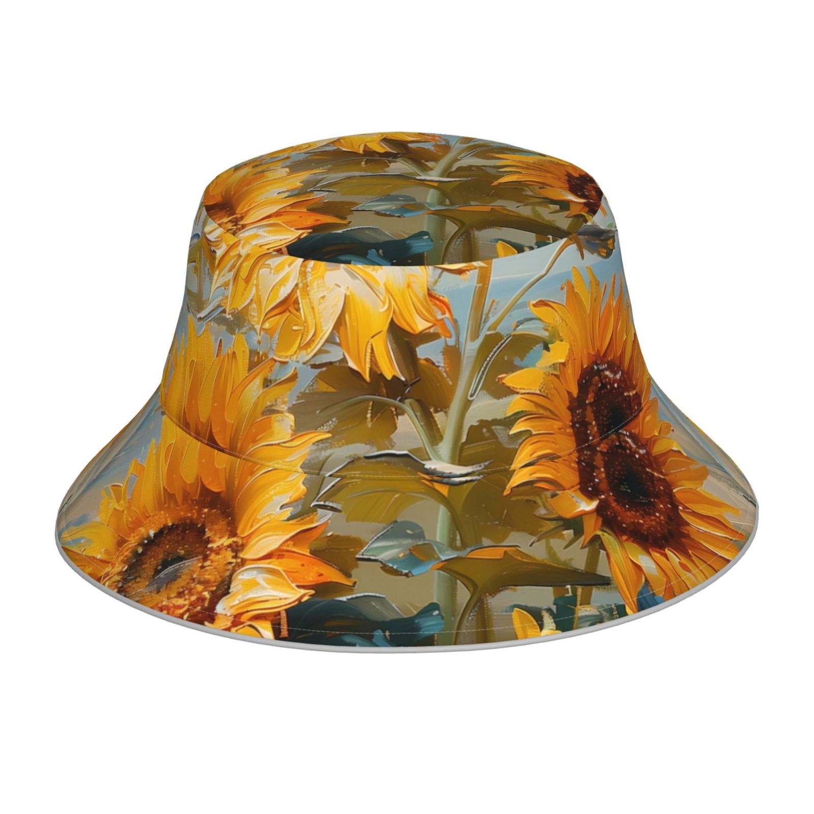 Salouo Sunflower Field Art Print Unisex Bucket Hat, Outdoor Summer ...